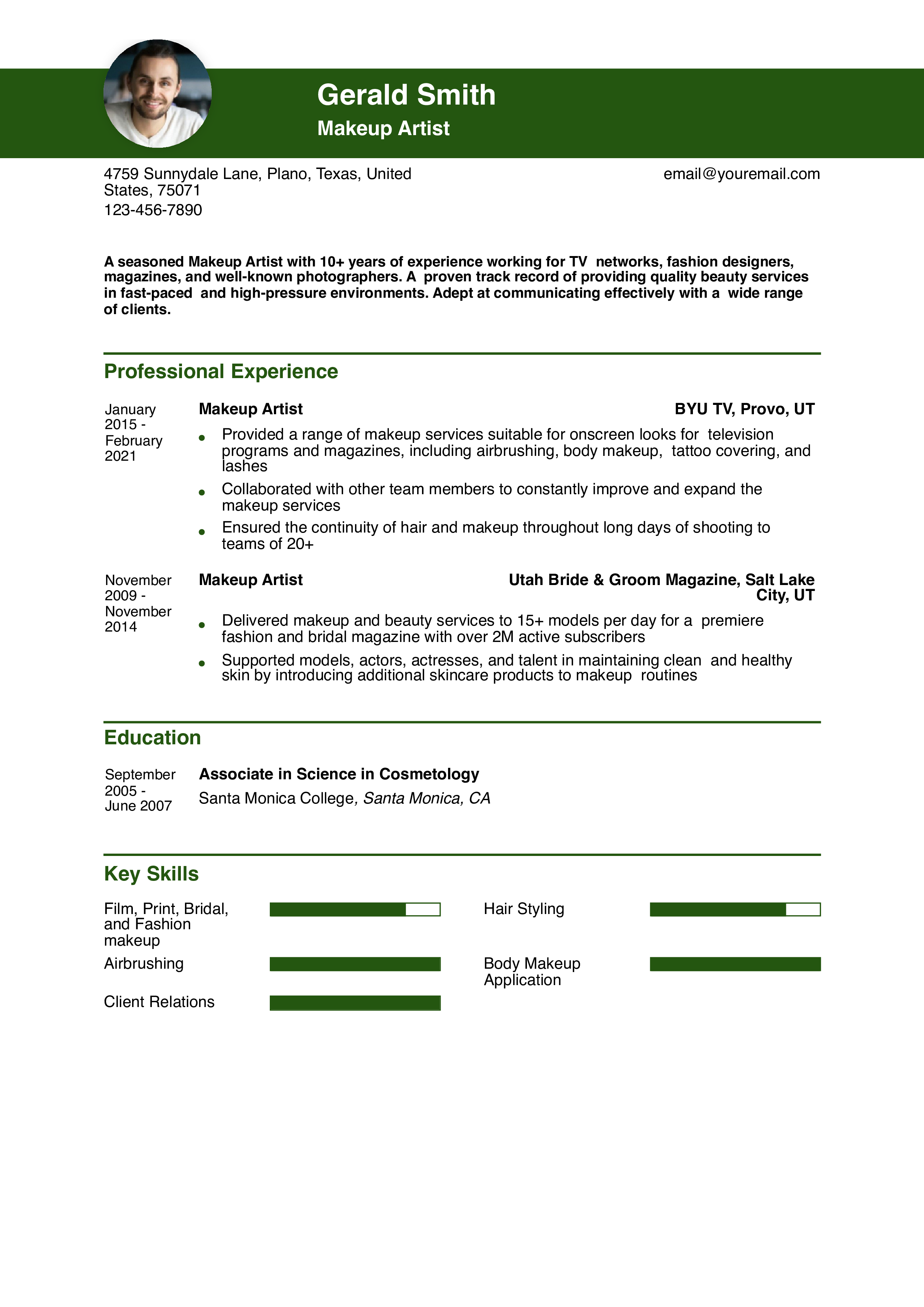 Makeup Artist Resume Examples and Templates for 2024 - ResumeBuilder.com