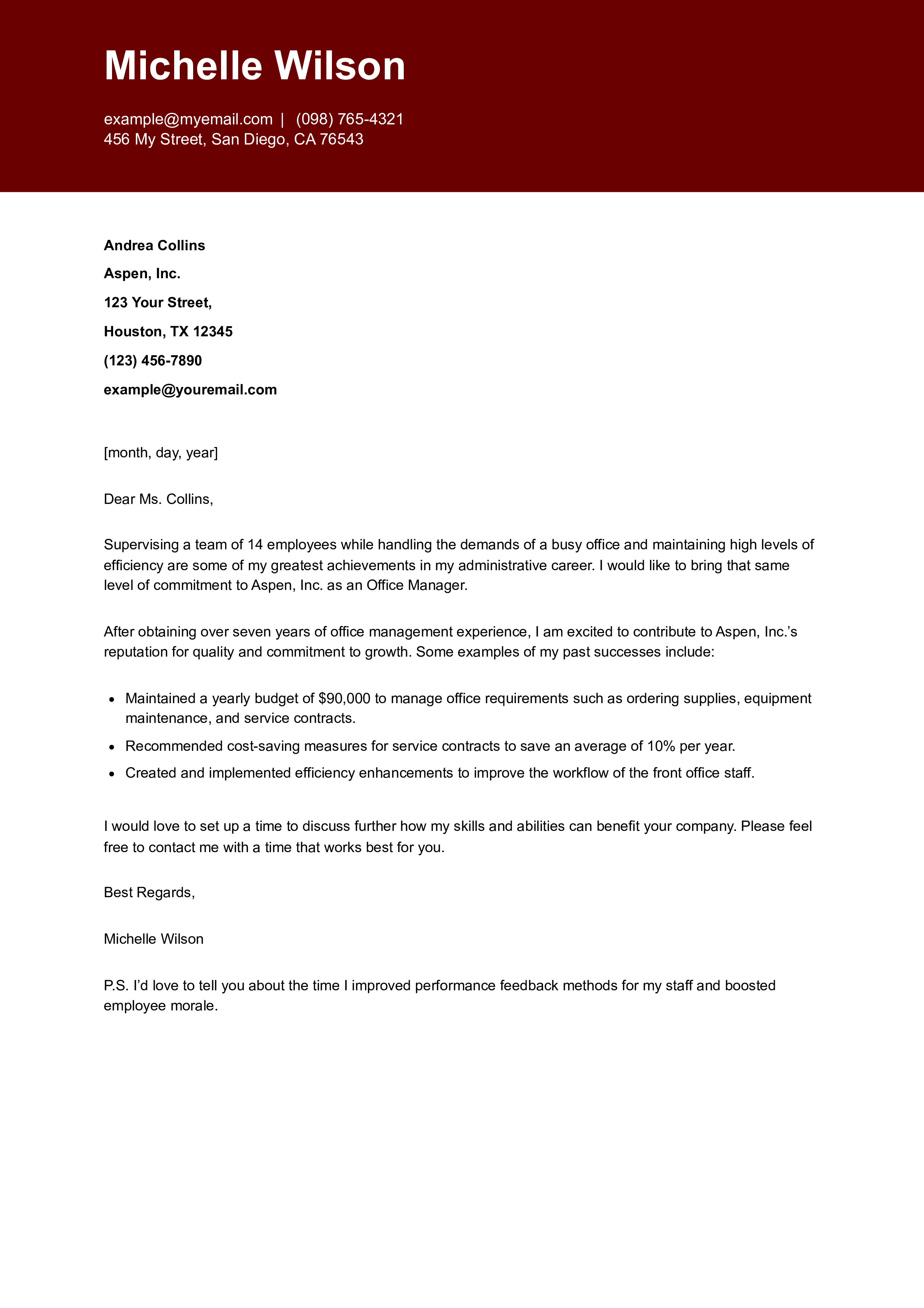 Office Manager Cover Letter Examples and Templates for 2024 ...