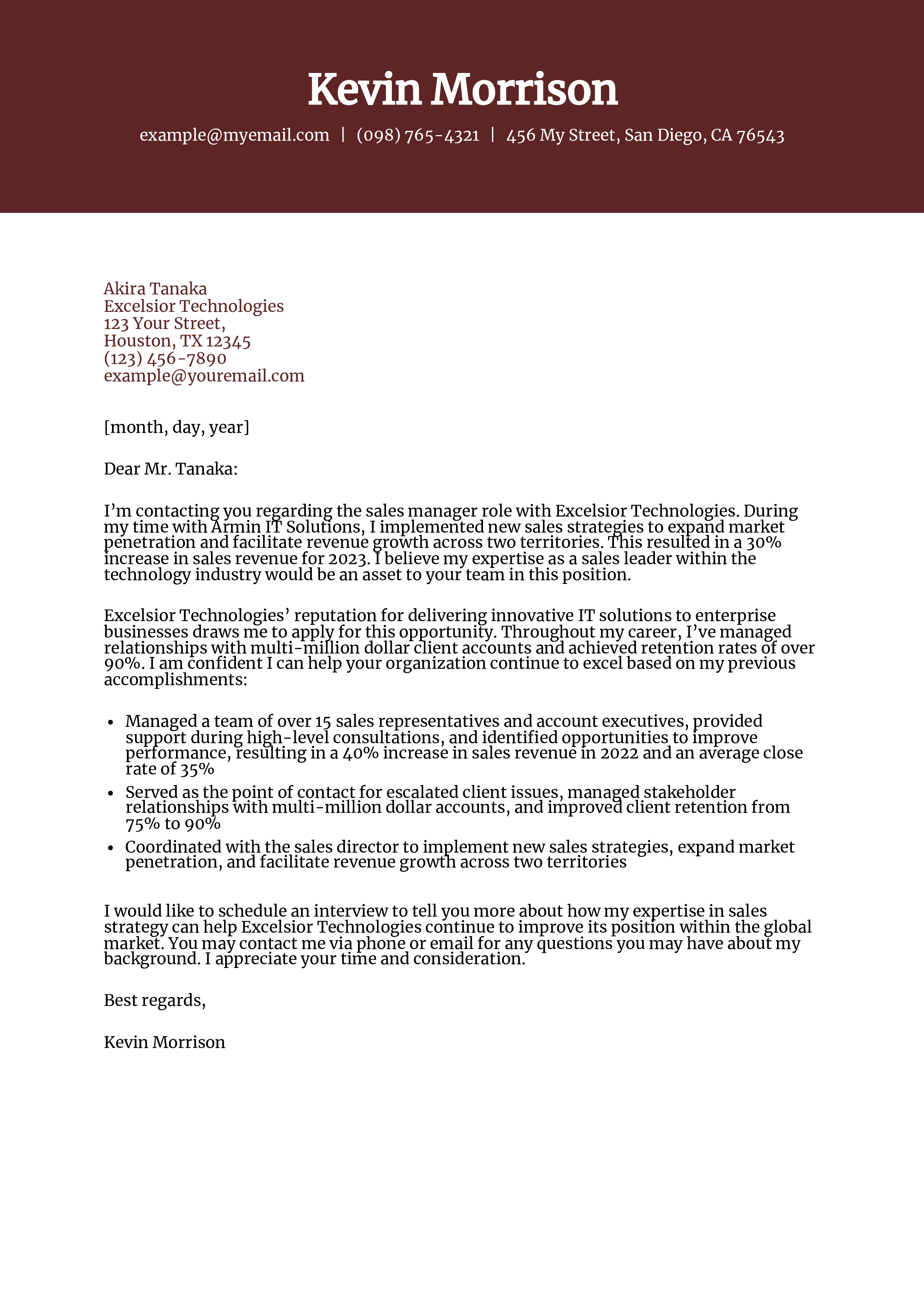 Sales Manager Cover Letter Examples and Templates for 2024 ...