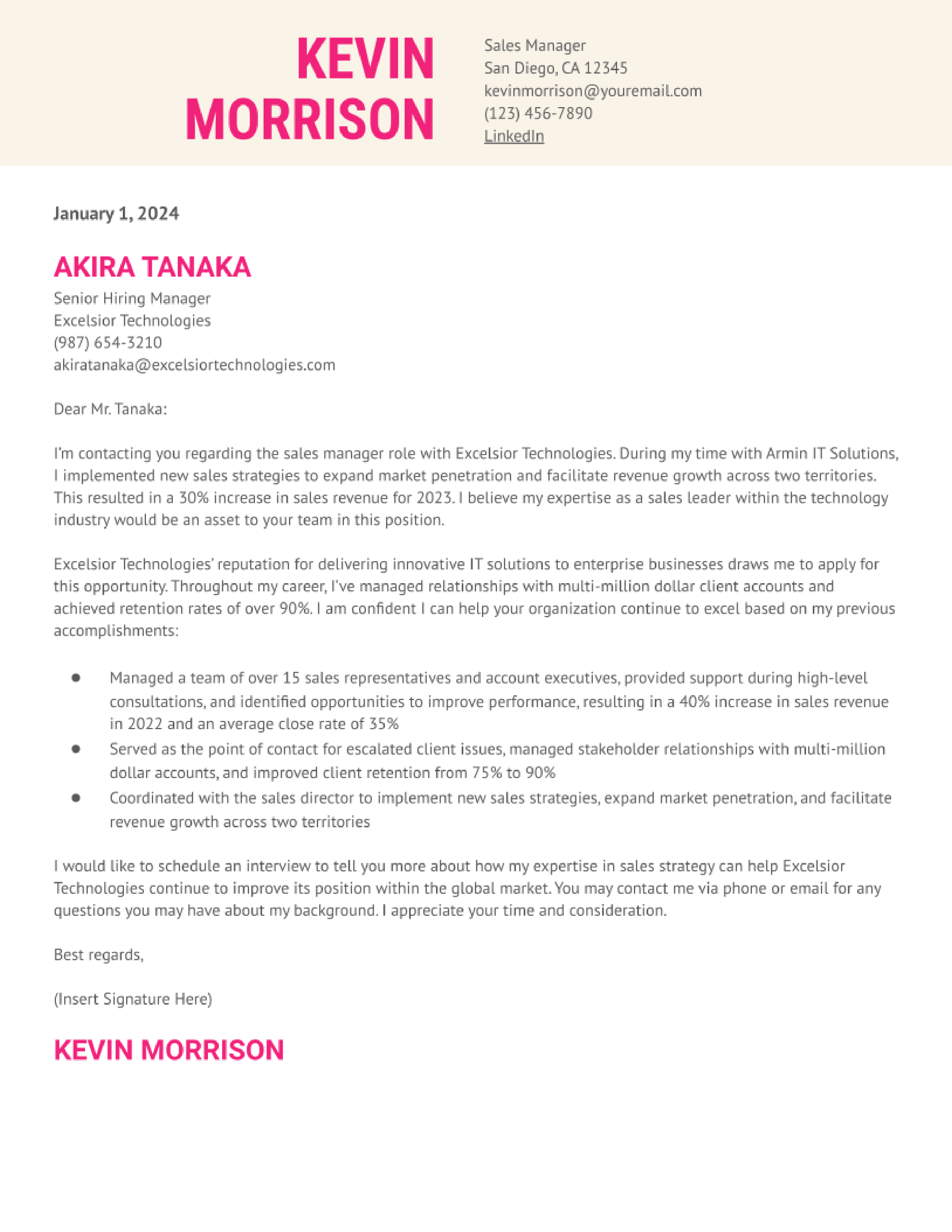 Sales Manager Cover Letter Examples and Templates for 2024 ...