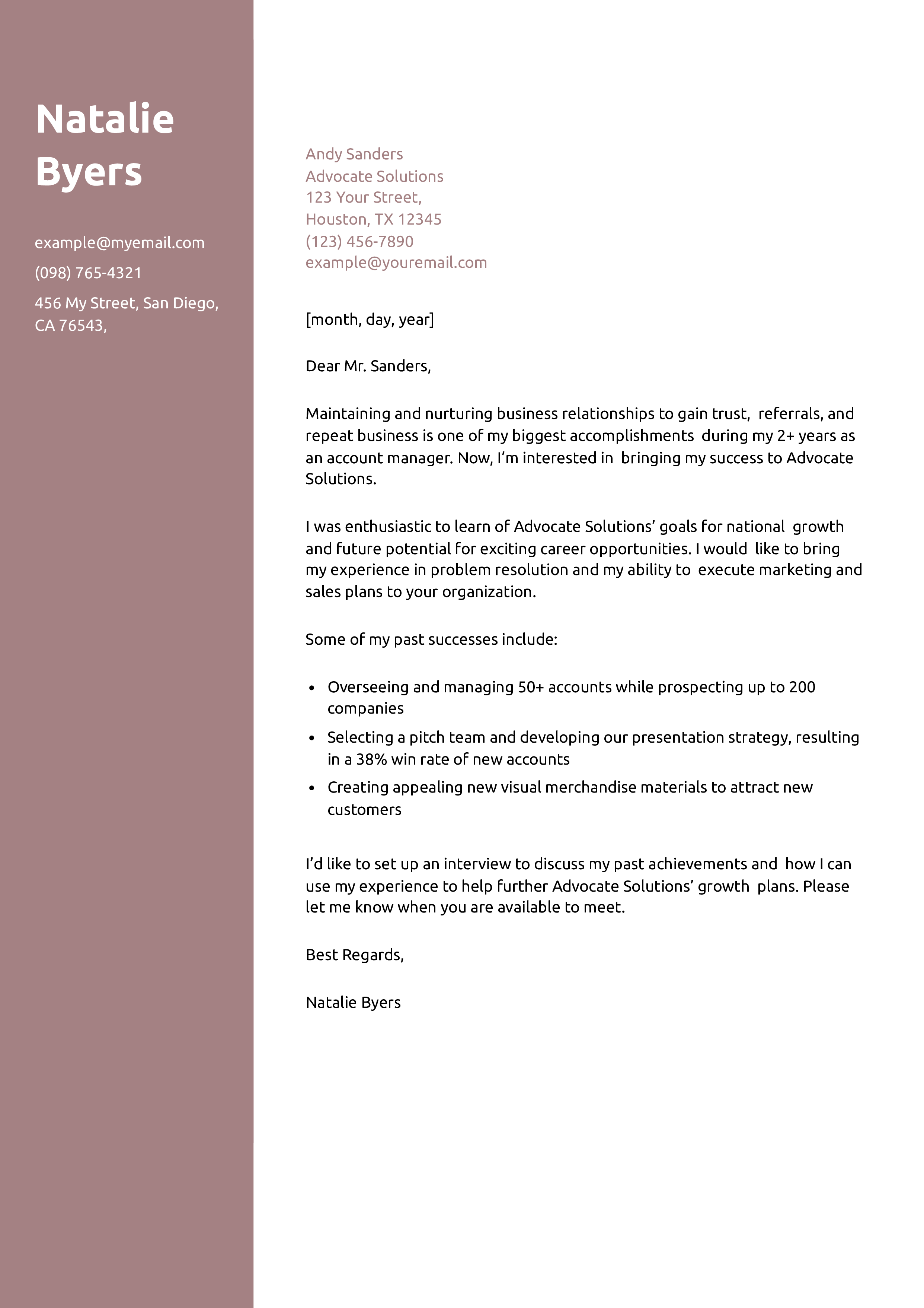 Account Manager Cover Letter Examples and Templates for 2024 ...