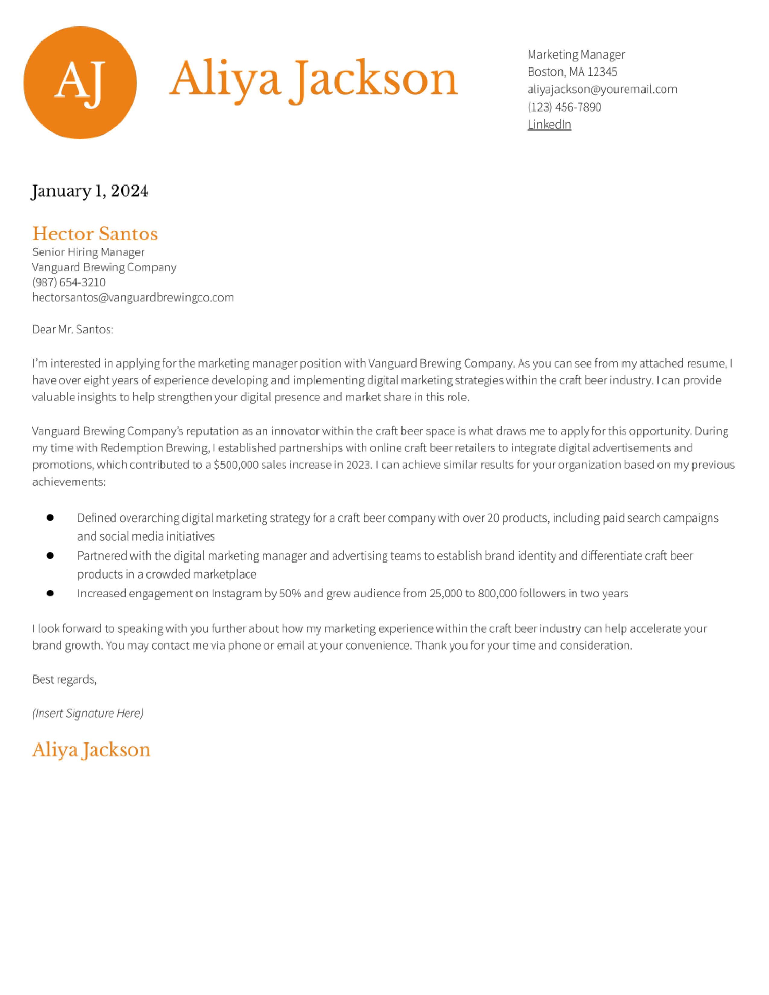 Marketing Manager Cover Letter Examples and Templates for 2024 ...