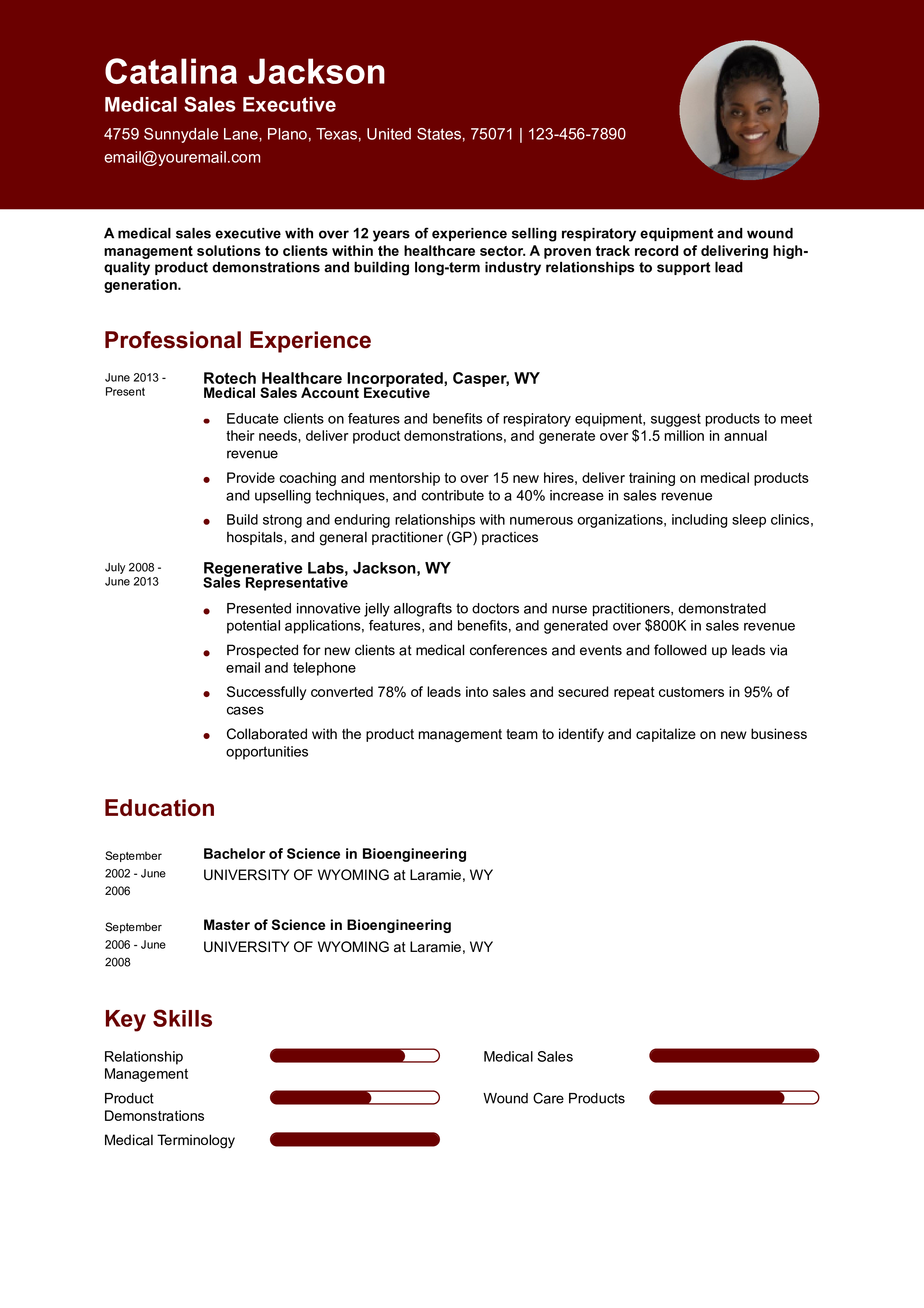 Medical Sales Resume Examples and Templates for 2024 - ResumeBuilder.com