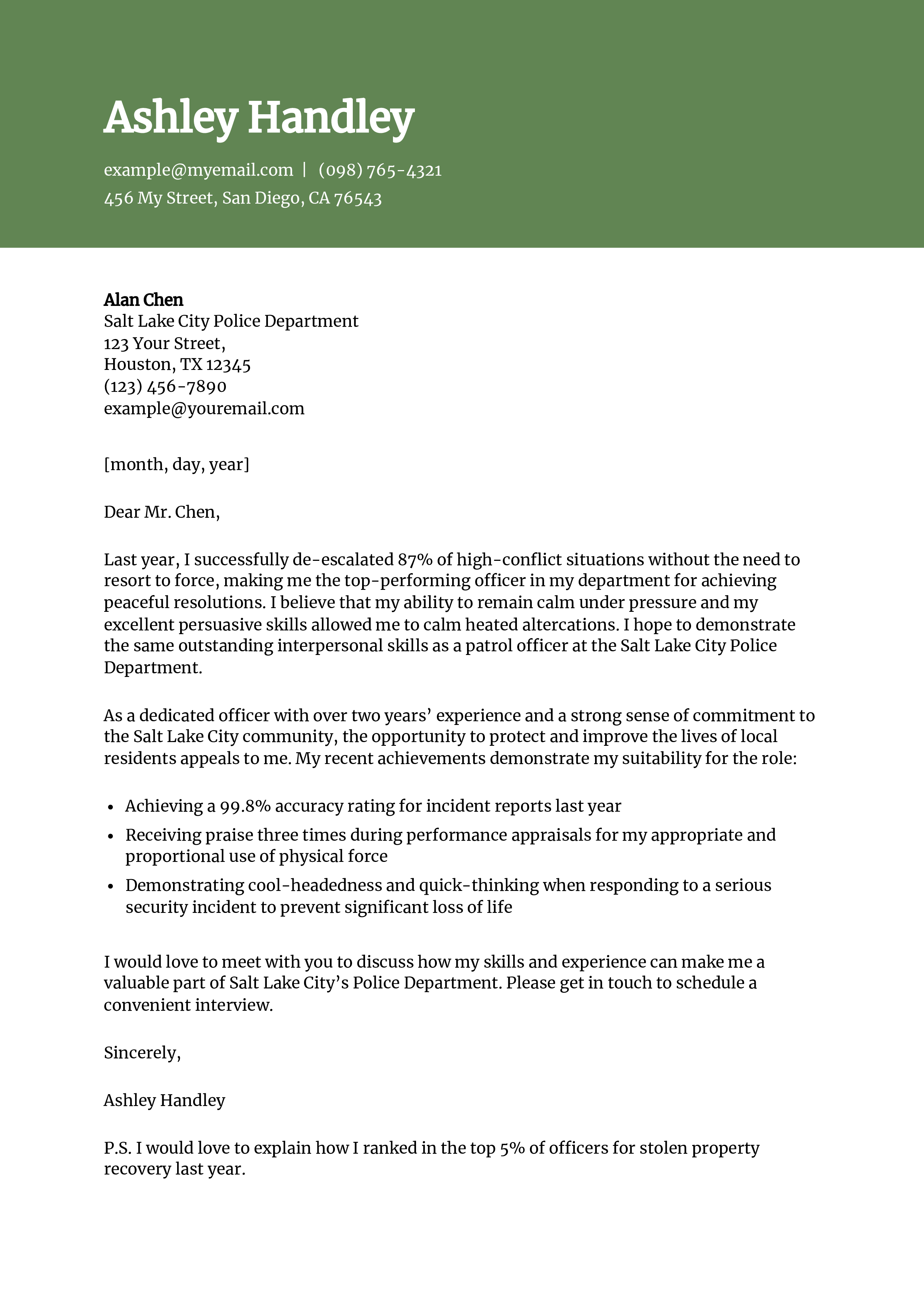 Police Officer Cover Letter Examples and Templates for 2024 ...