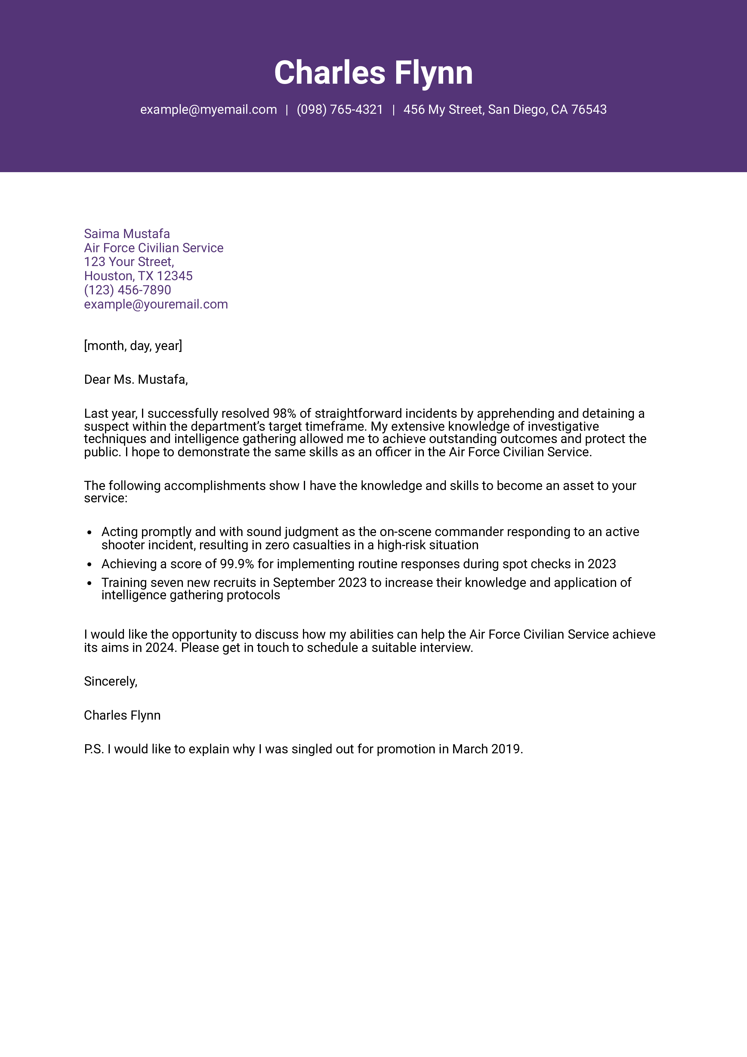 Police Officer Cover Letter Examples and Templates for 2024 ...