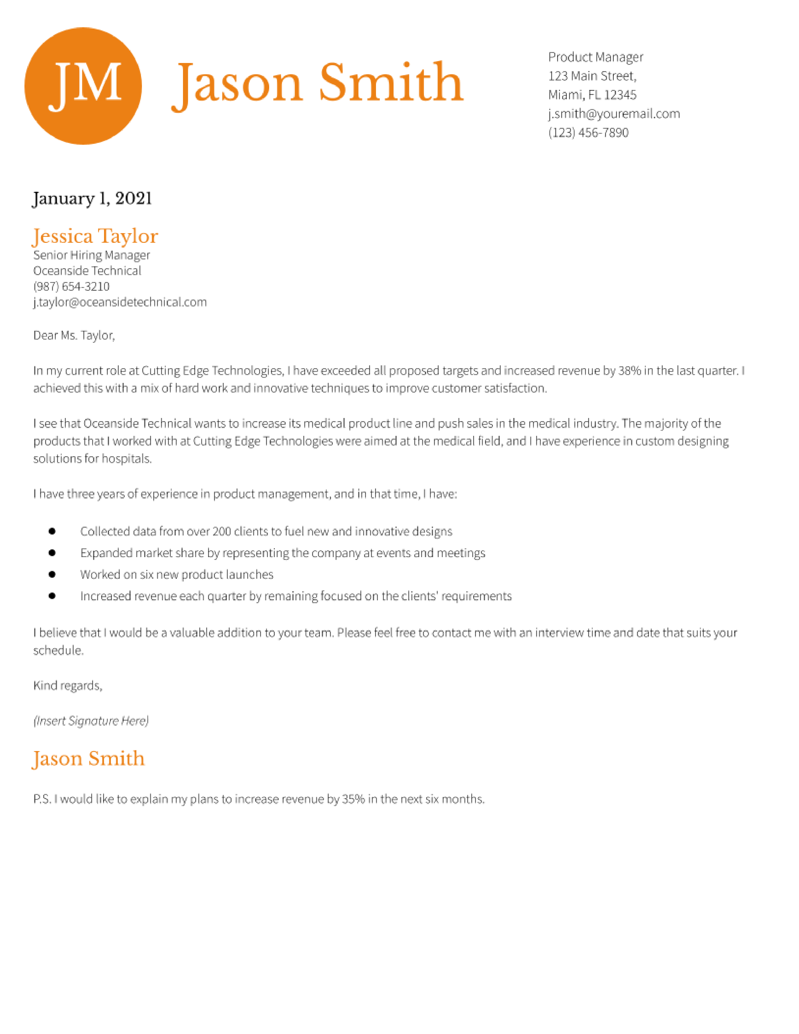 Product Manager Cover Letter Examples and Templates for 2024 ...
