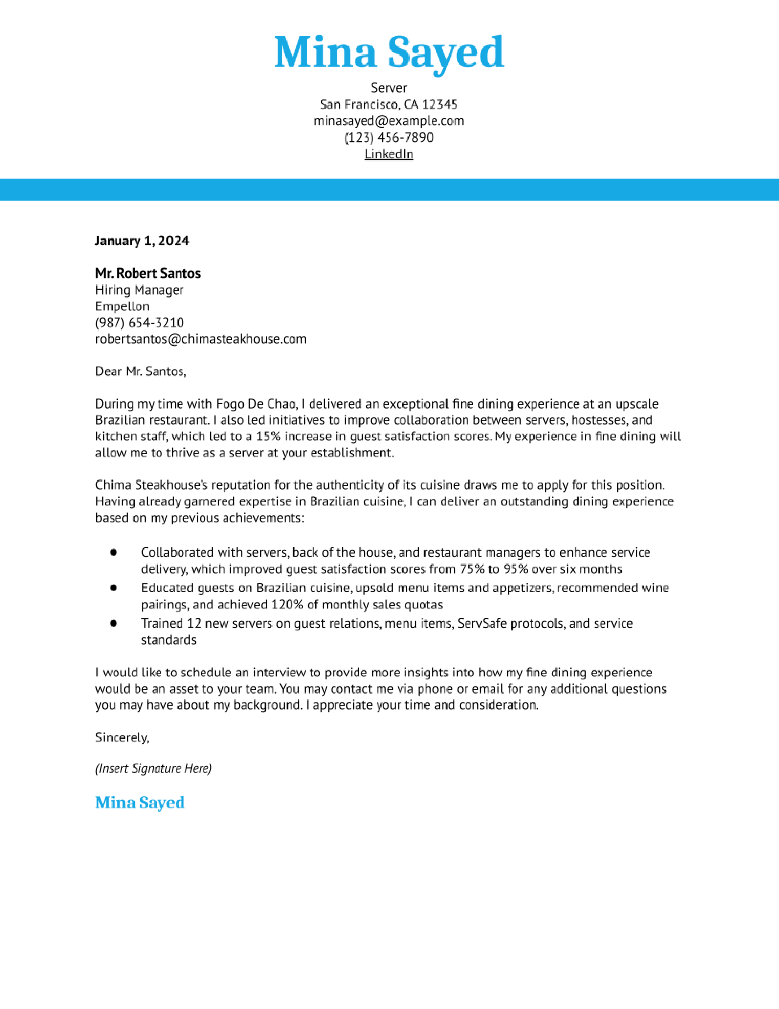 Server Cover Letter Examples and Templates for 2024 - ResumeBuilder.com