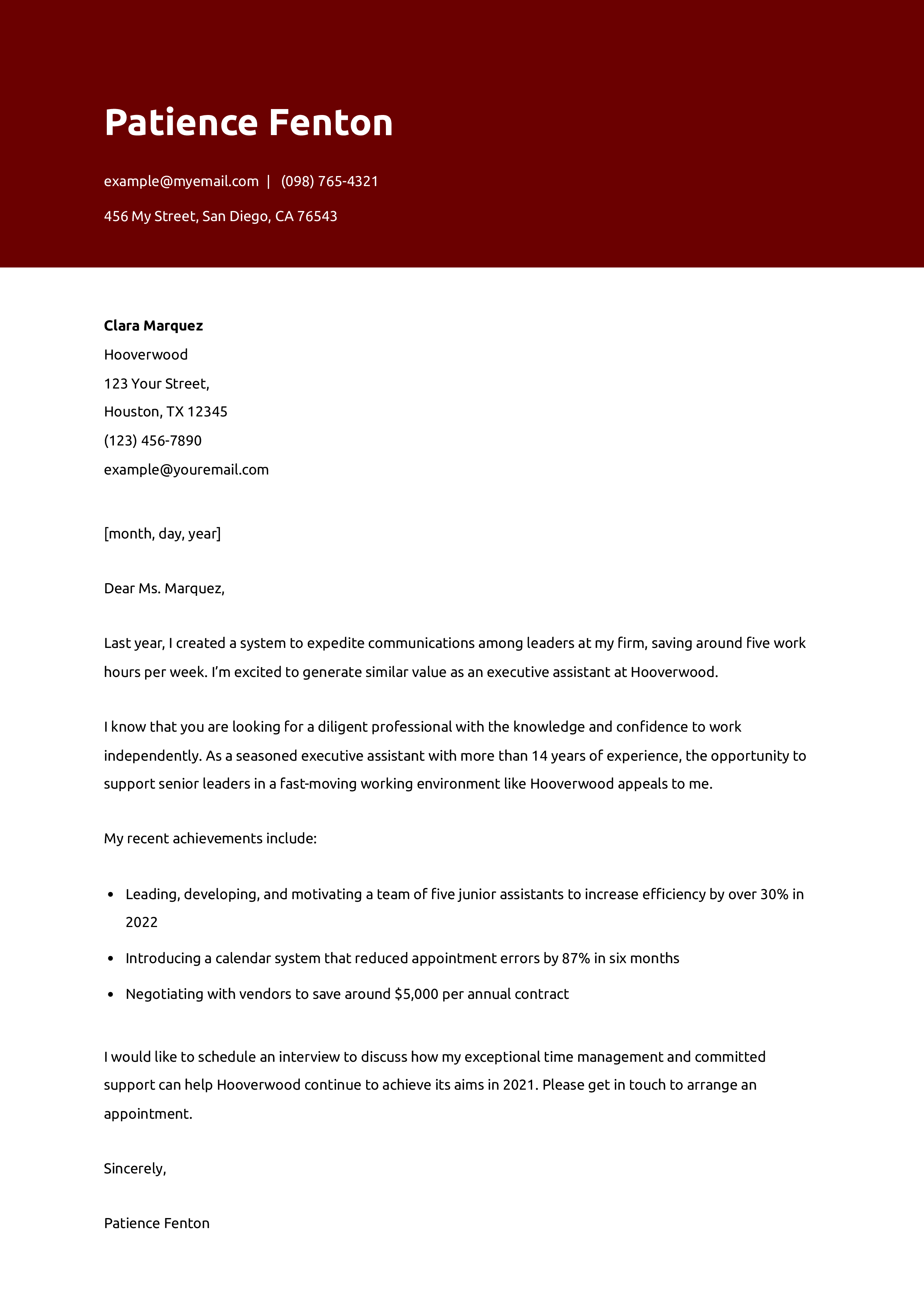 Executive Assistant Cover Letter Examples and Templates for 2024 ...