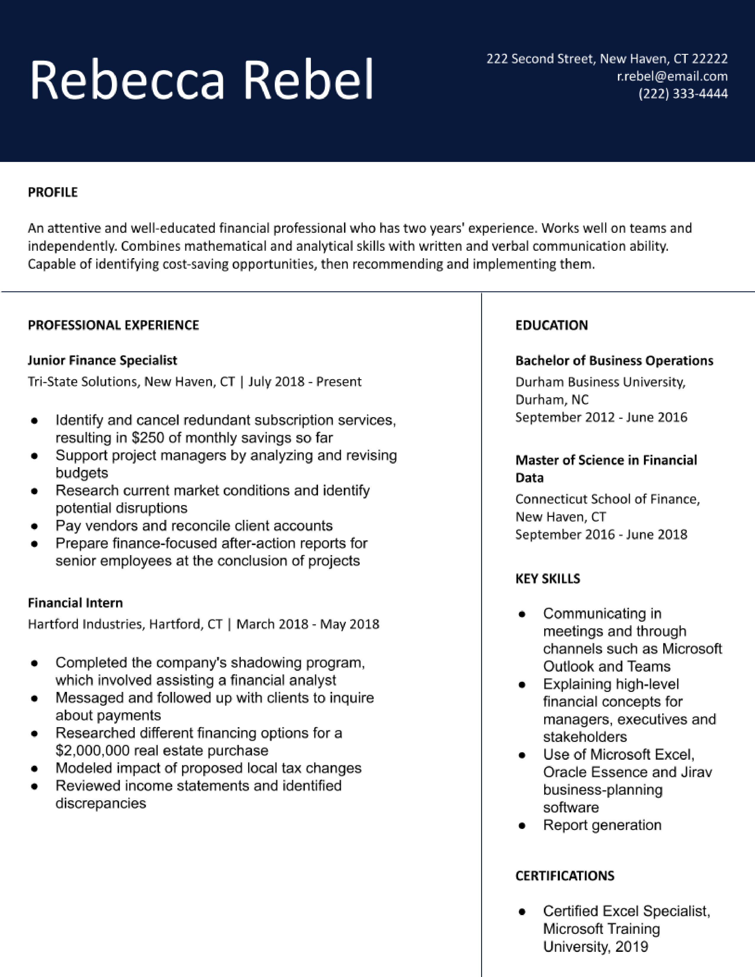 Finance Resume Examples and Templates for 2024 - ResumeBuilder.com