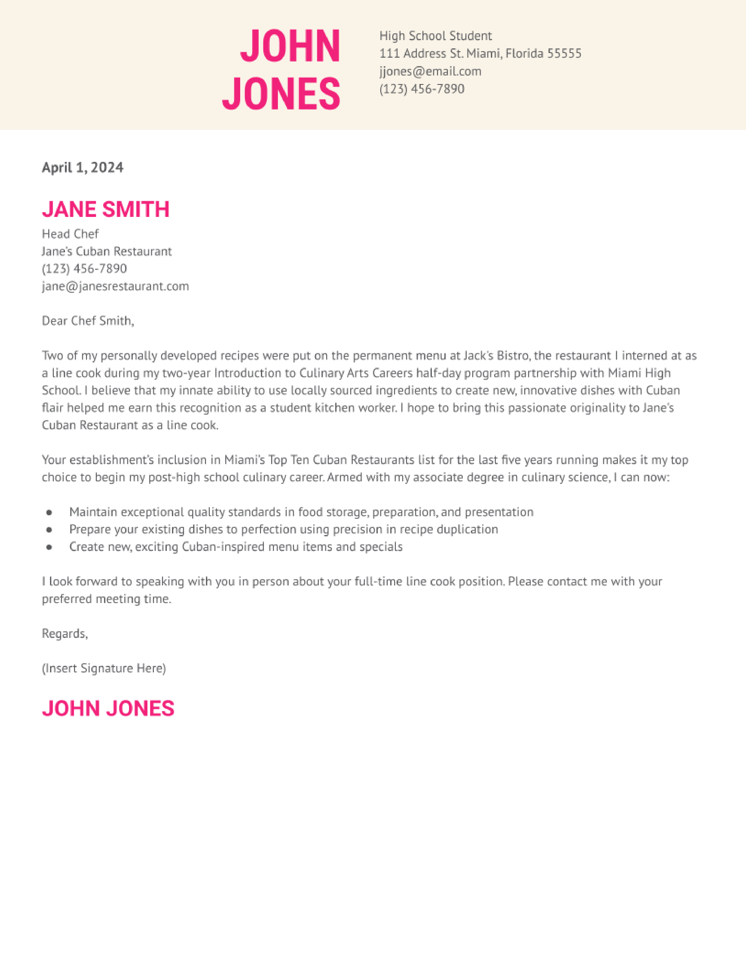 High School Cover Letter Examples and Templates for 2024 ...