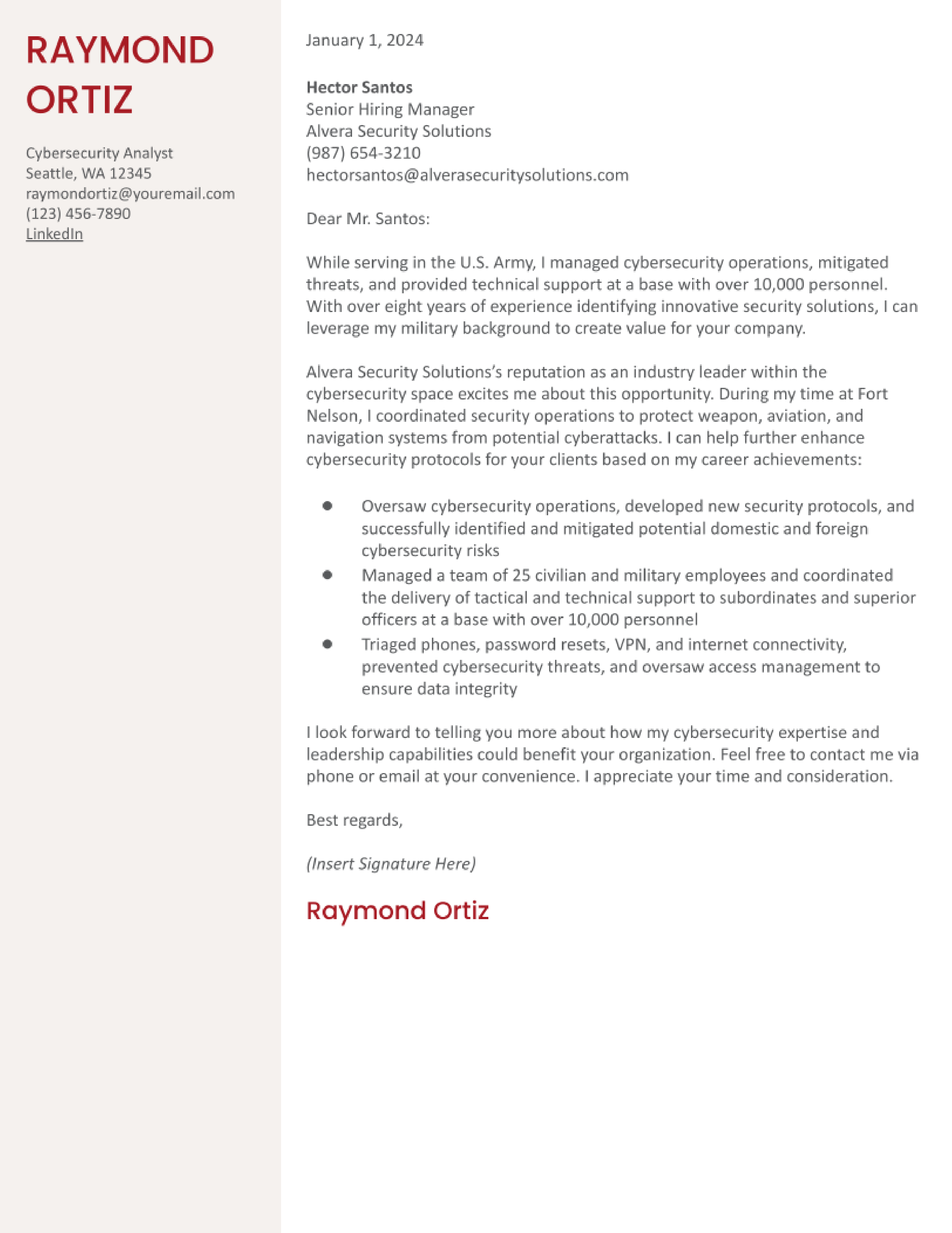 Military-to-Civilian Cover Letter Examples and Templates for 2024 ...