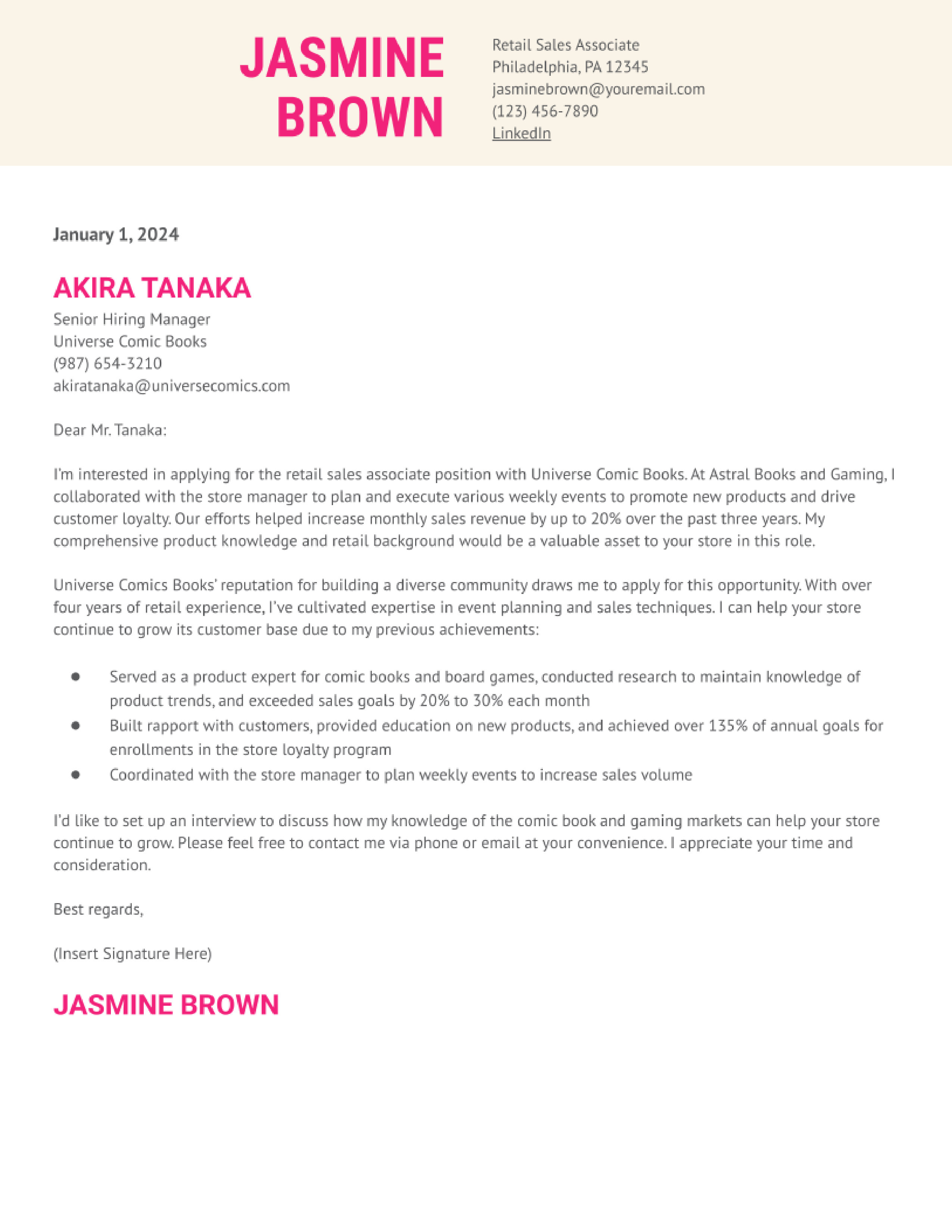 Retail Sales Associate Cover Letter Examples and Templates for 2024 ...