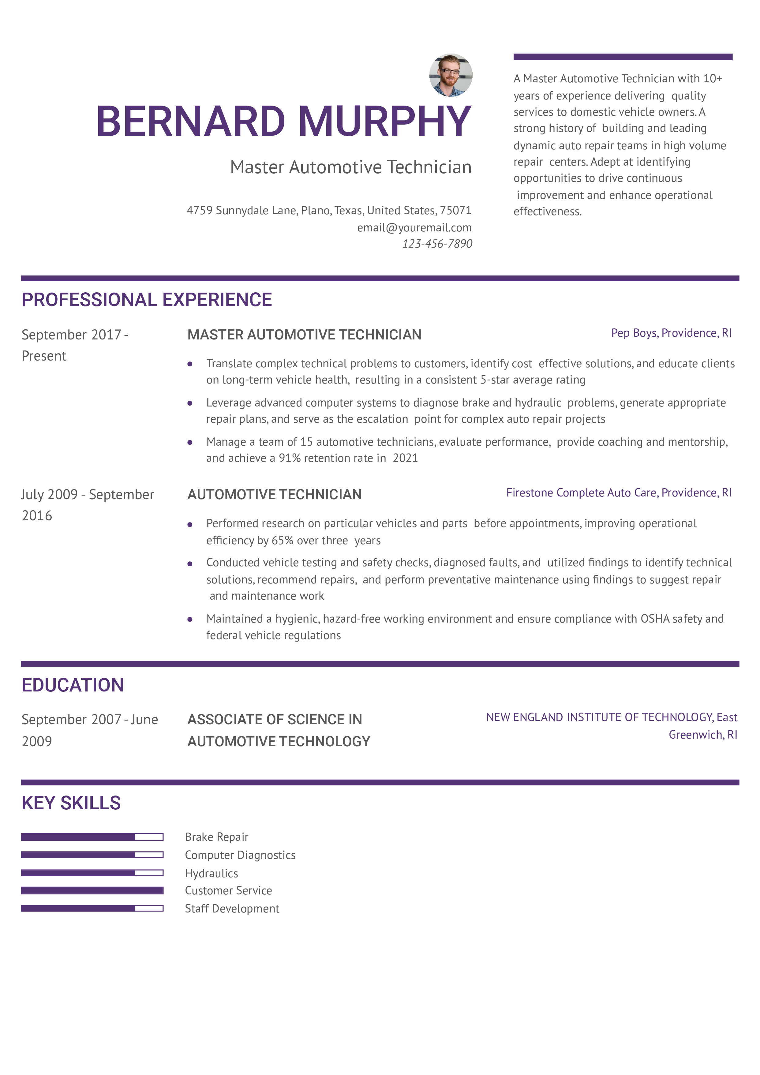 Automotive Technician Resume Examples and Templates for 2024 ...