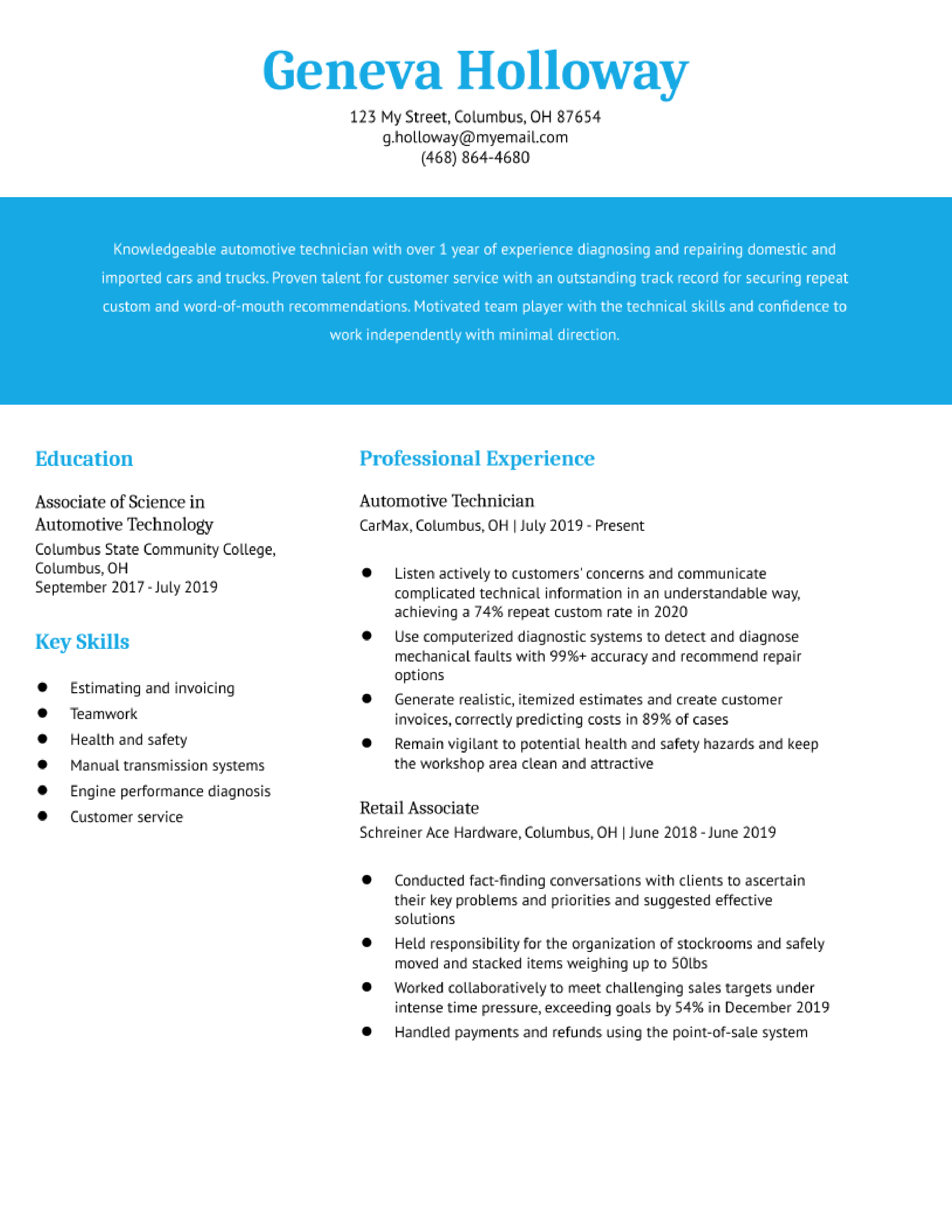 Automotive Technician Resume Examples and Templates for 2024 ...