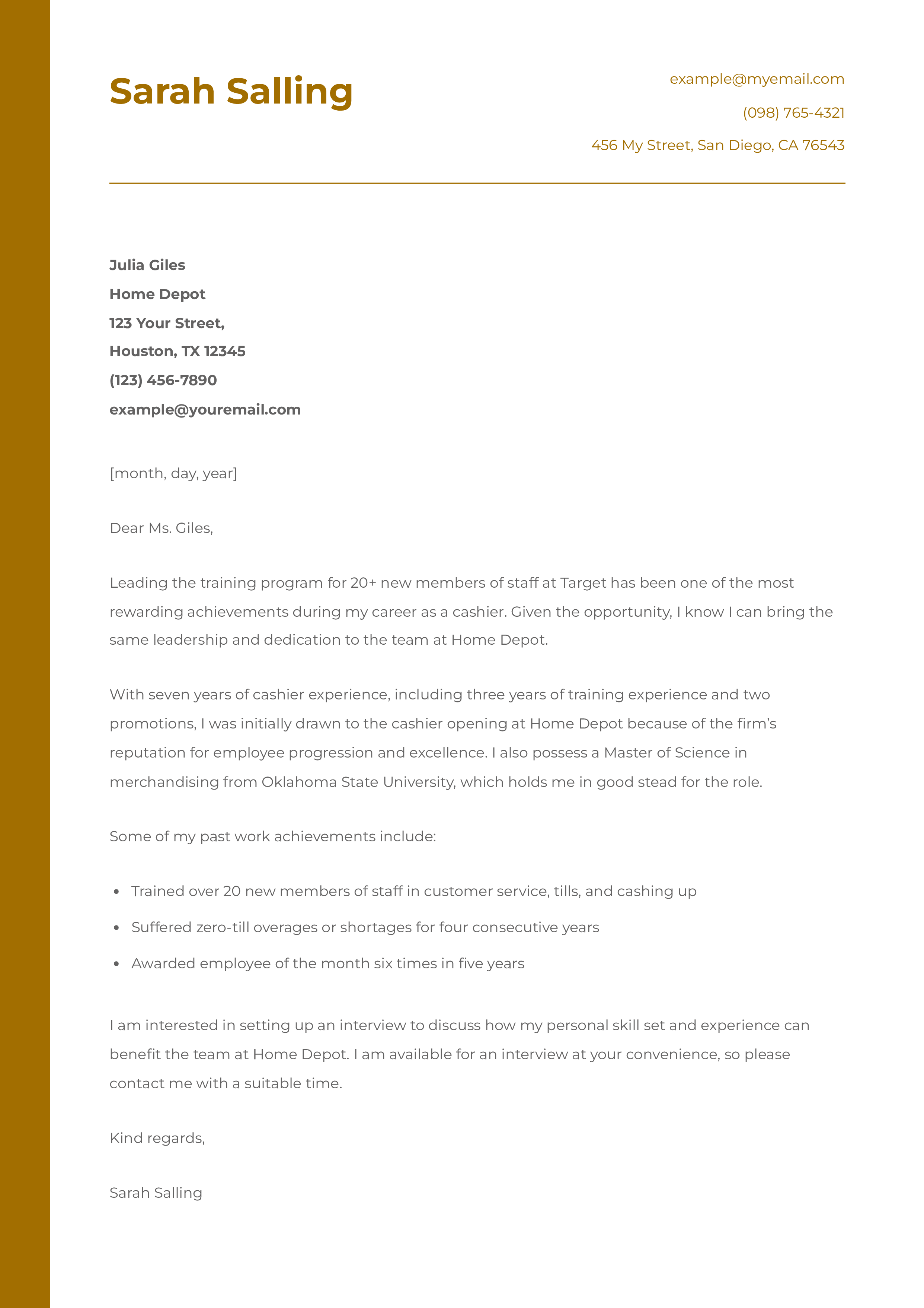 Cashier Cover Letter Examples and Templates for 2024 - ResumeBuilder.com