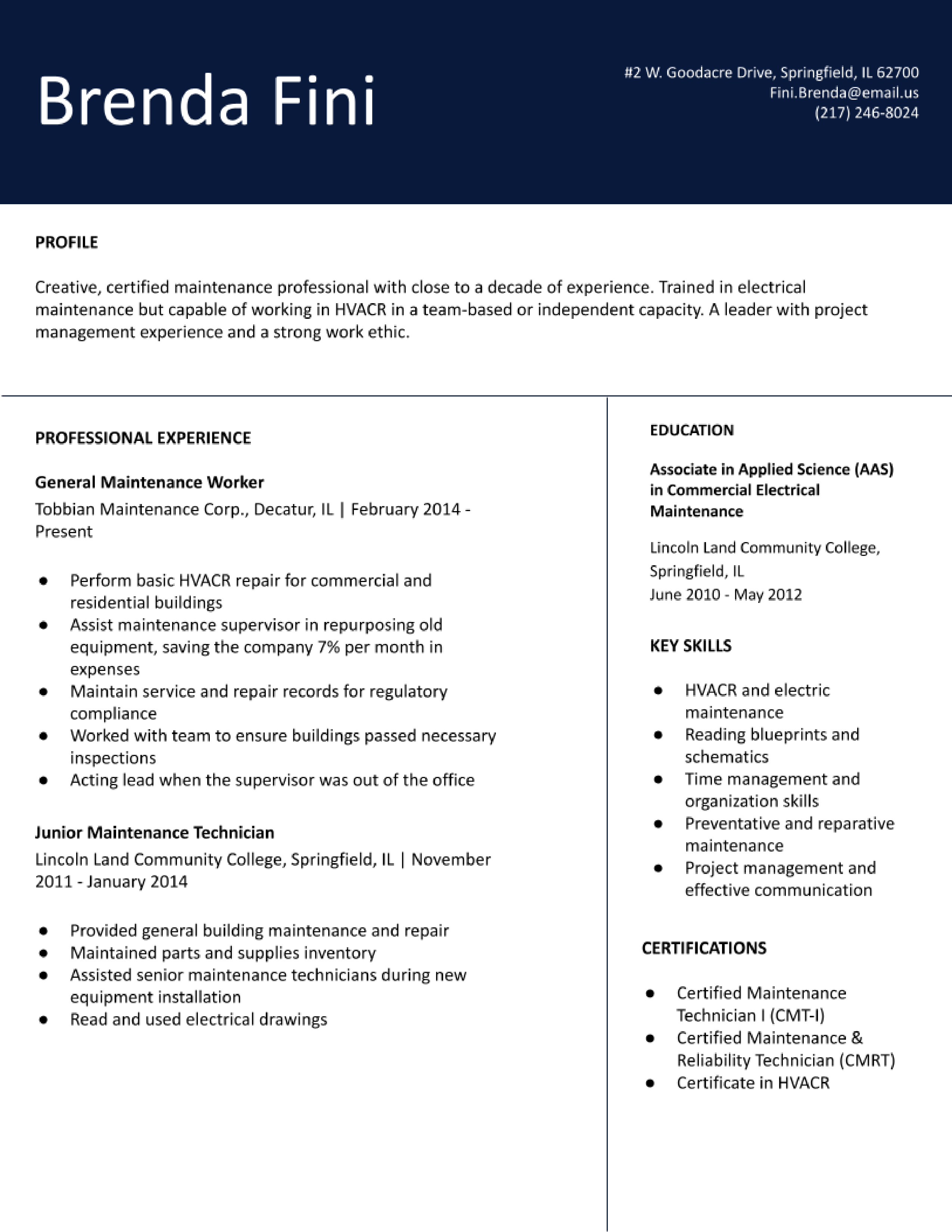 General Maintenance Resume Examples and Templates for 2024 ...