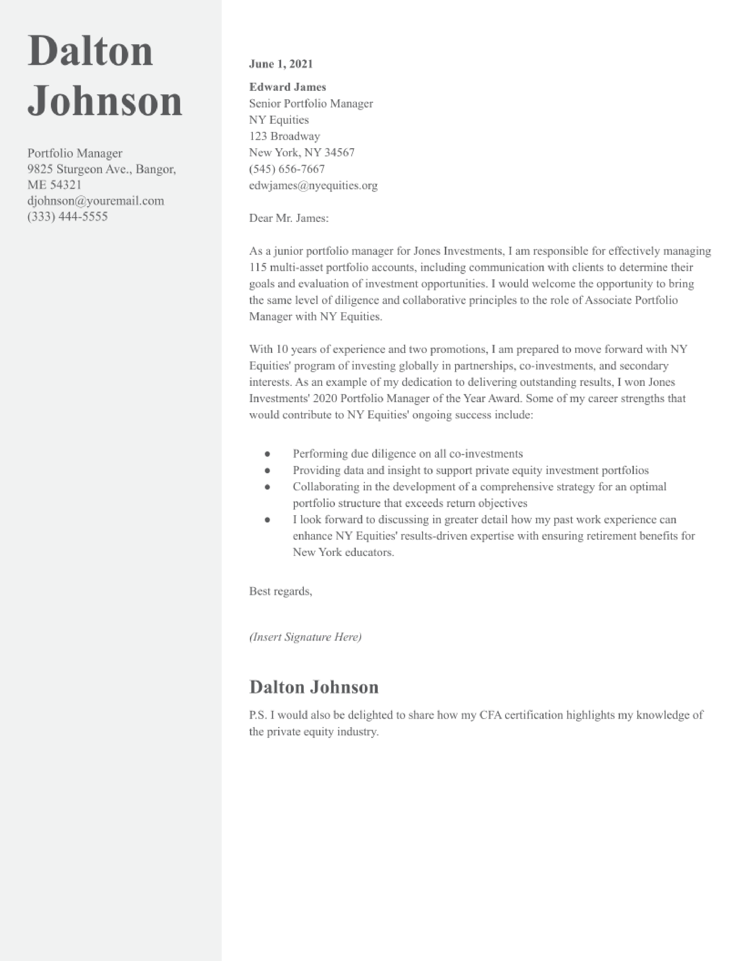 Application Letter Sample For Fresh Graduate Financial Management