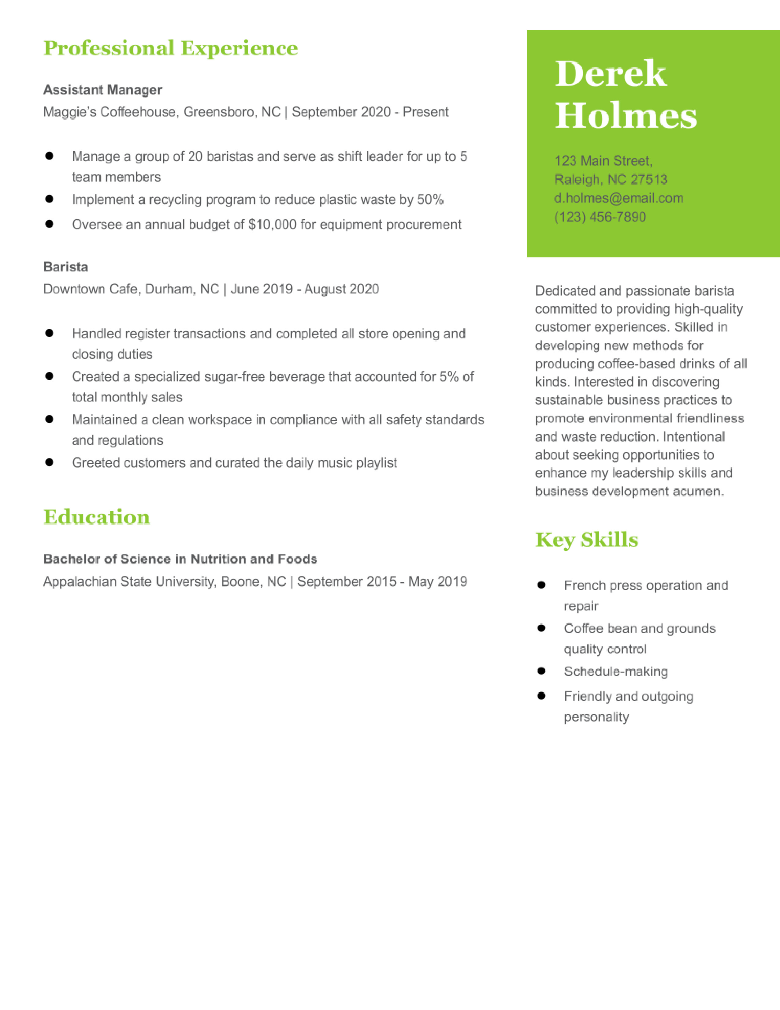 Barista Resume Examples and Templates for 2024 - ResumeBuilder.com