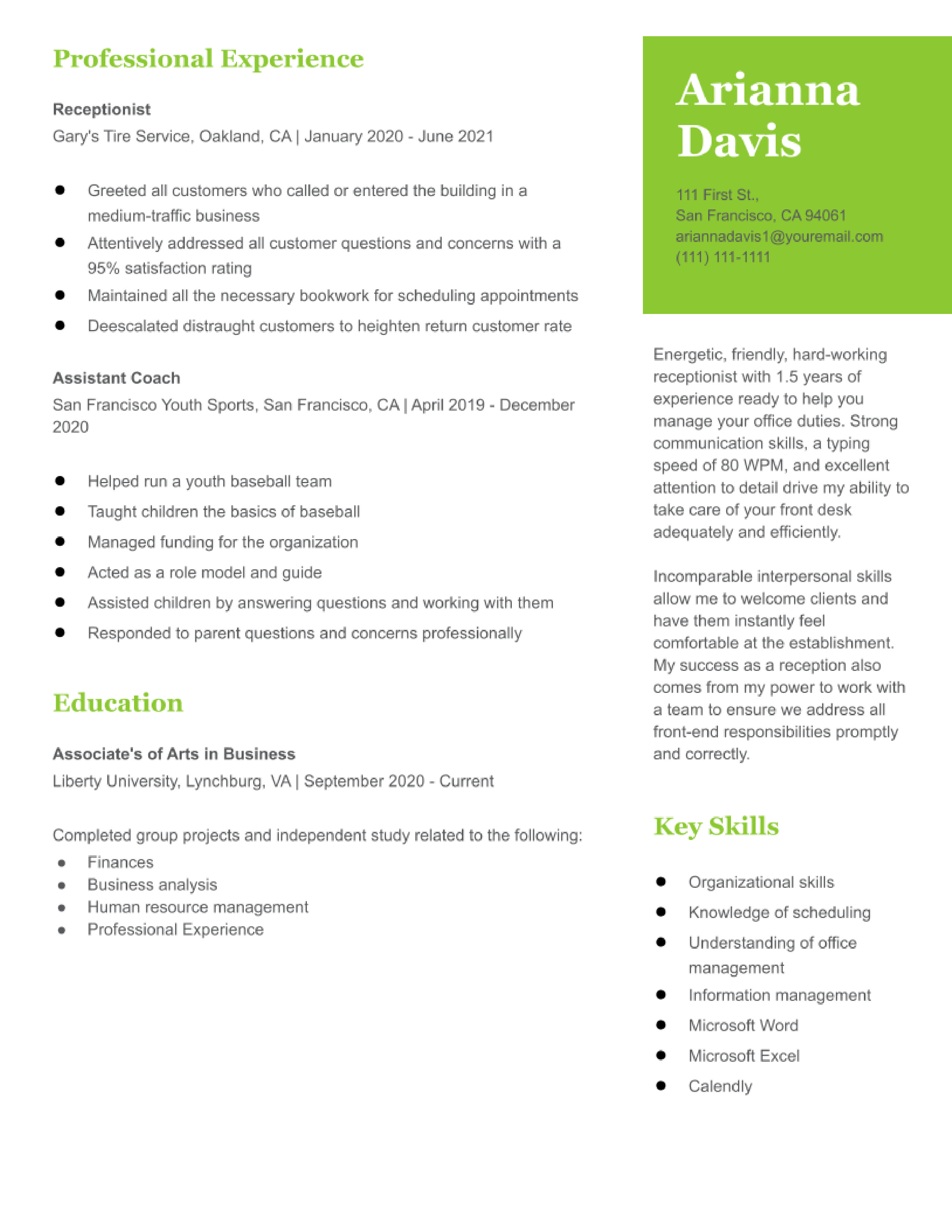 Hair Salon Receptionist Resume Examples And Templates For 2024 