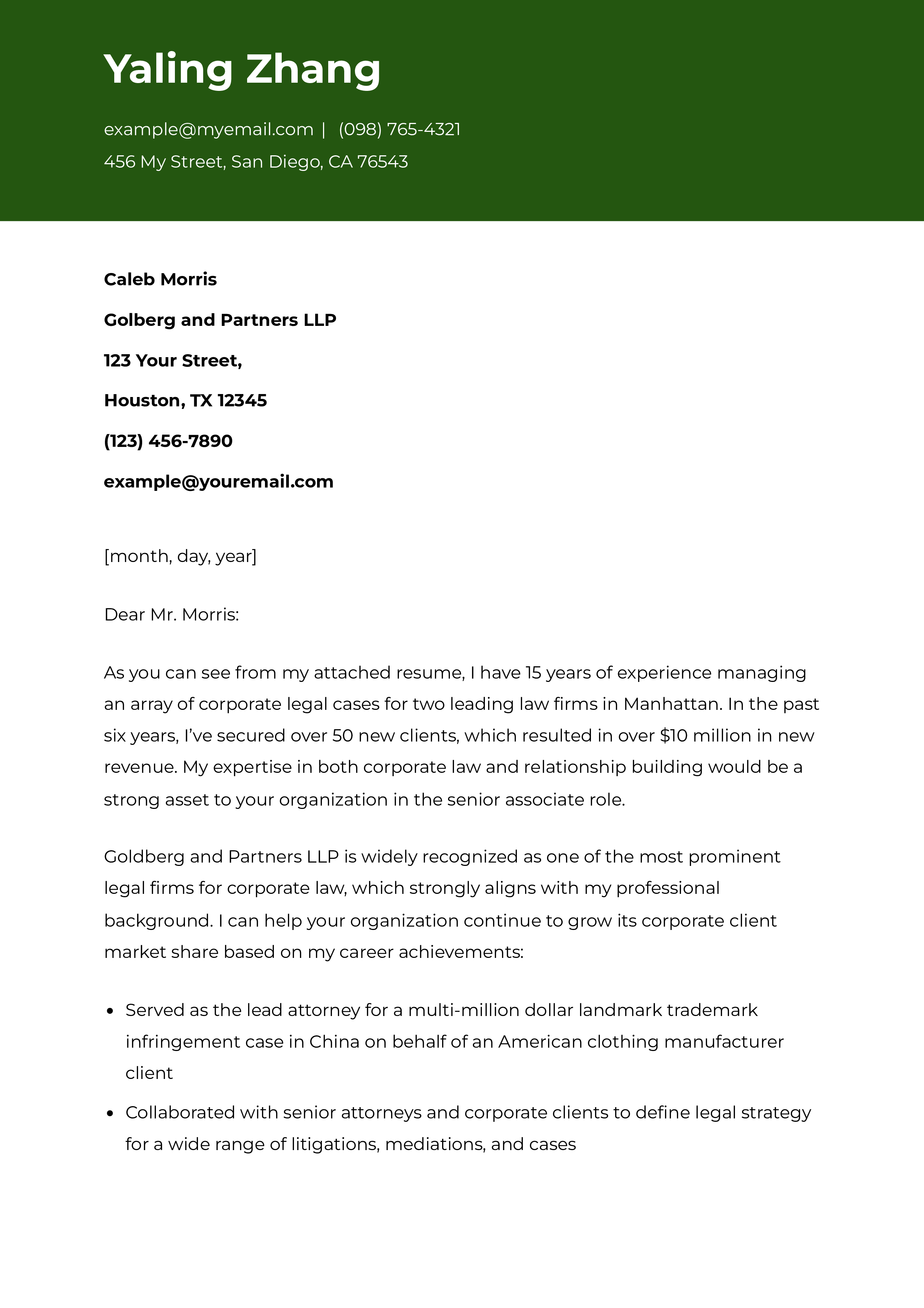 Lawyer Cover Letter Examples and Templates for 2024 - ResumeBuilder.com