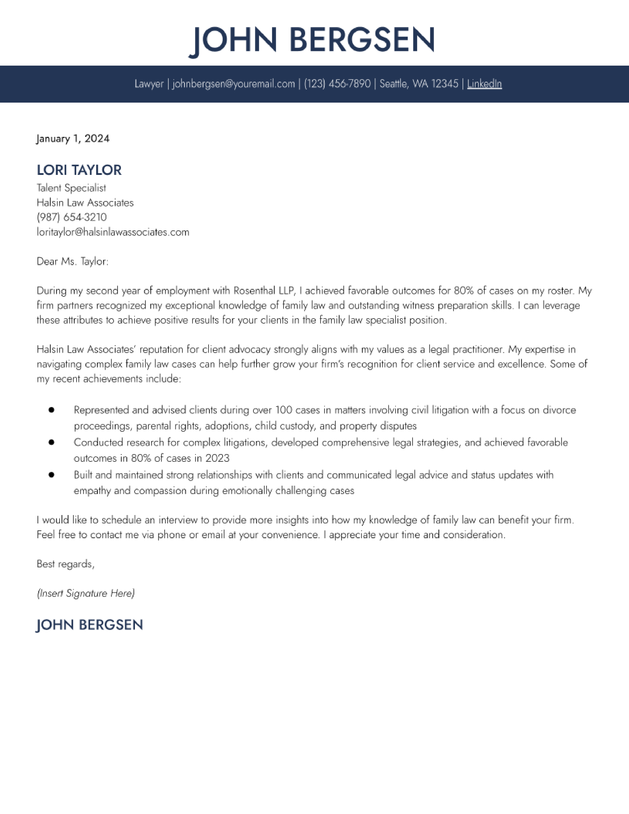 Lawyer Cover Letter Examples and Templates for 2024 - ResumeBuilder.com