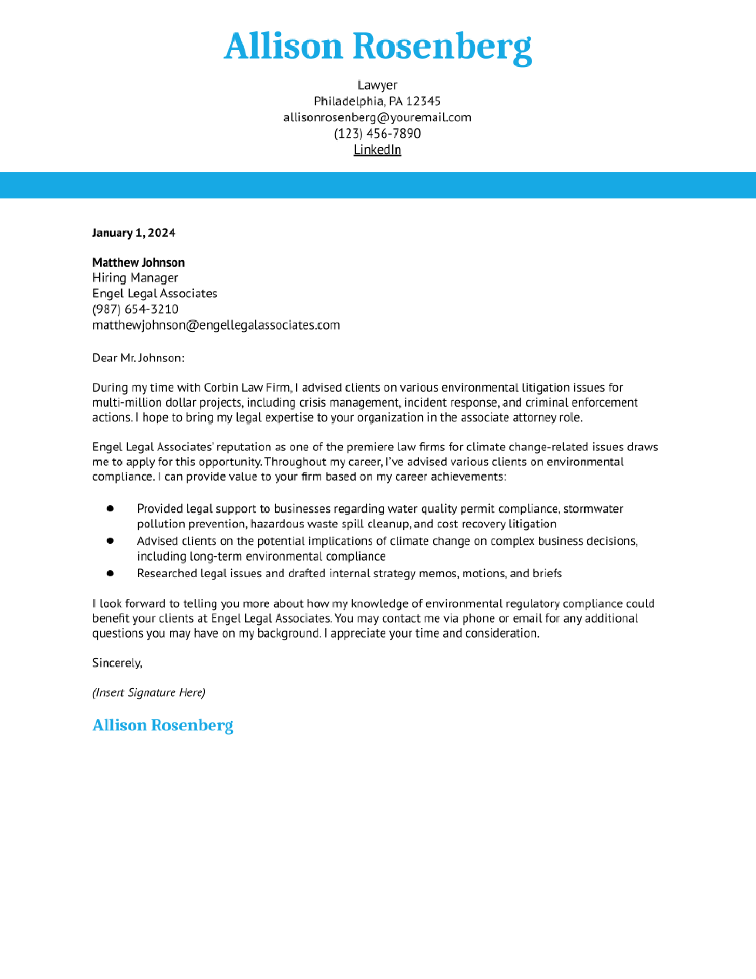 Lawyer Cover Letter Examples and Templates for 2024 - ResumeBuilder.com