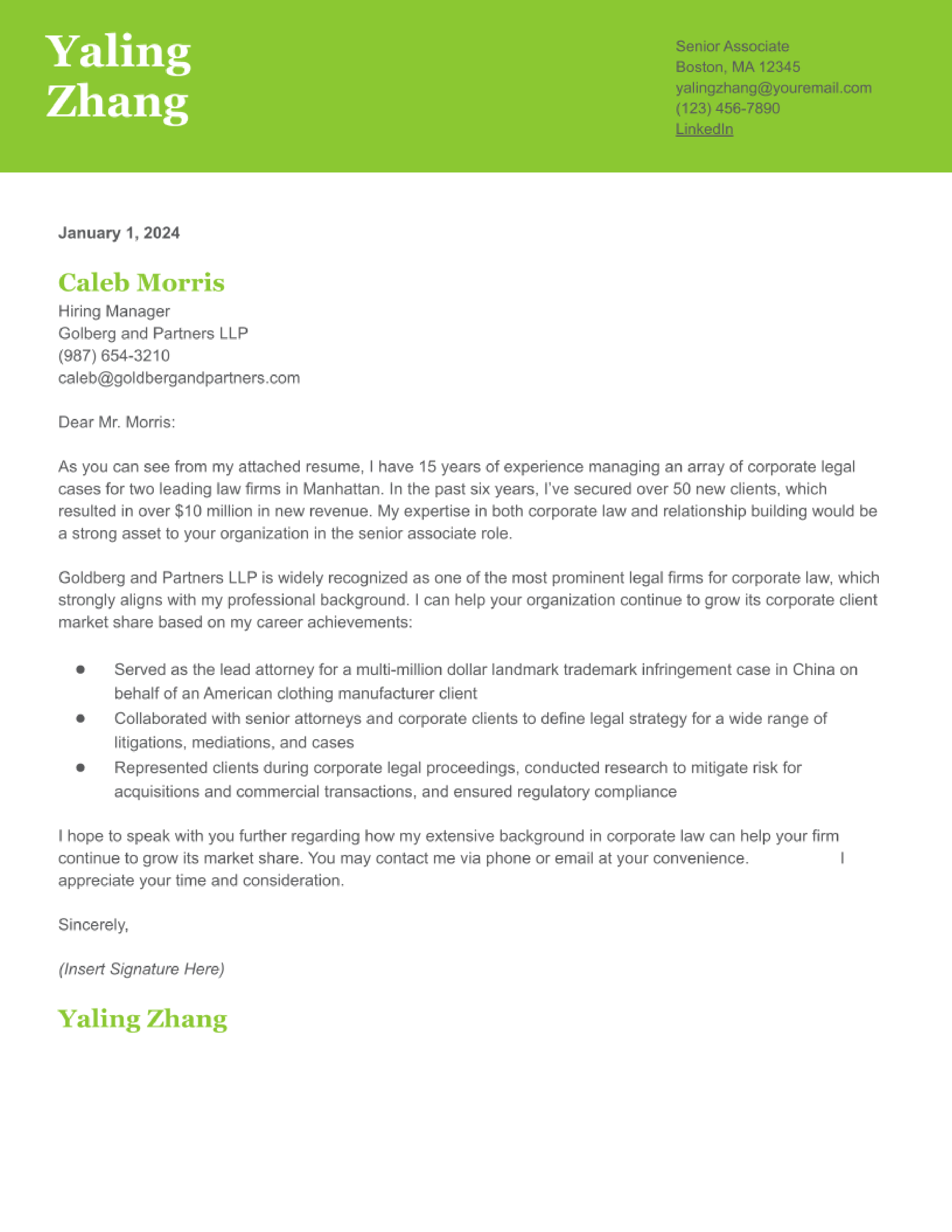 Lawyer Cover Letter Examples and Templates for 2024 - ResumeBuilder.com