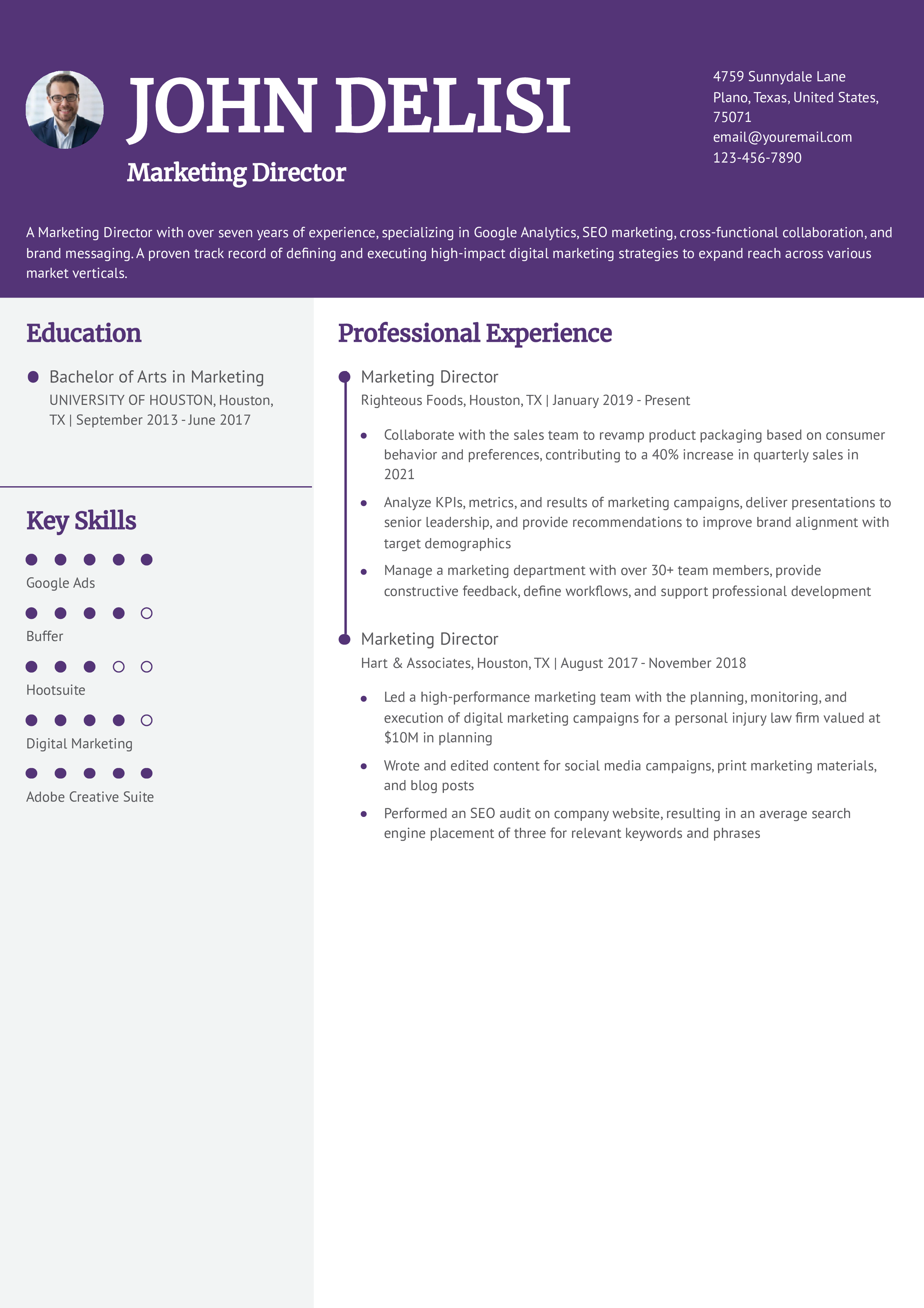 Marketing Director Resume Examples and Templates for 2024 ...