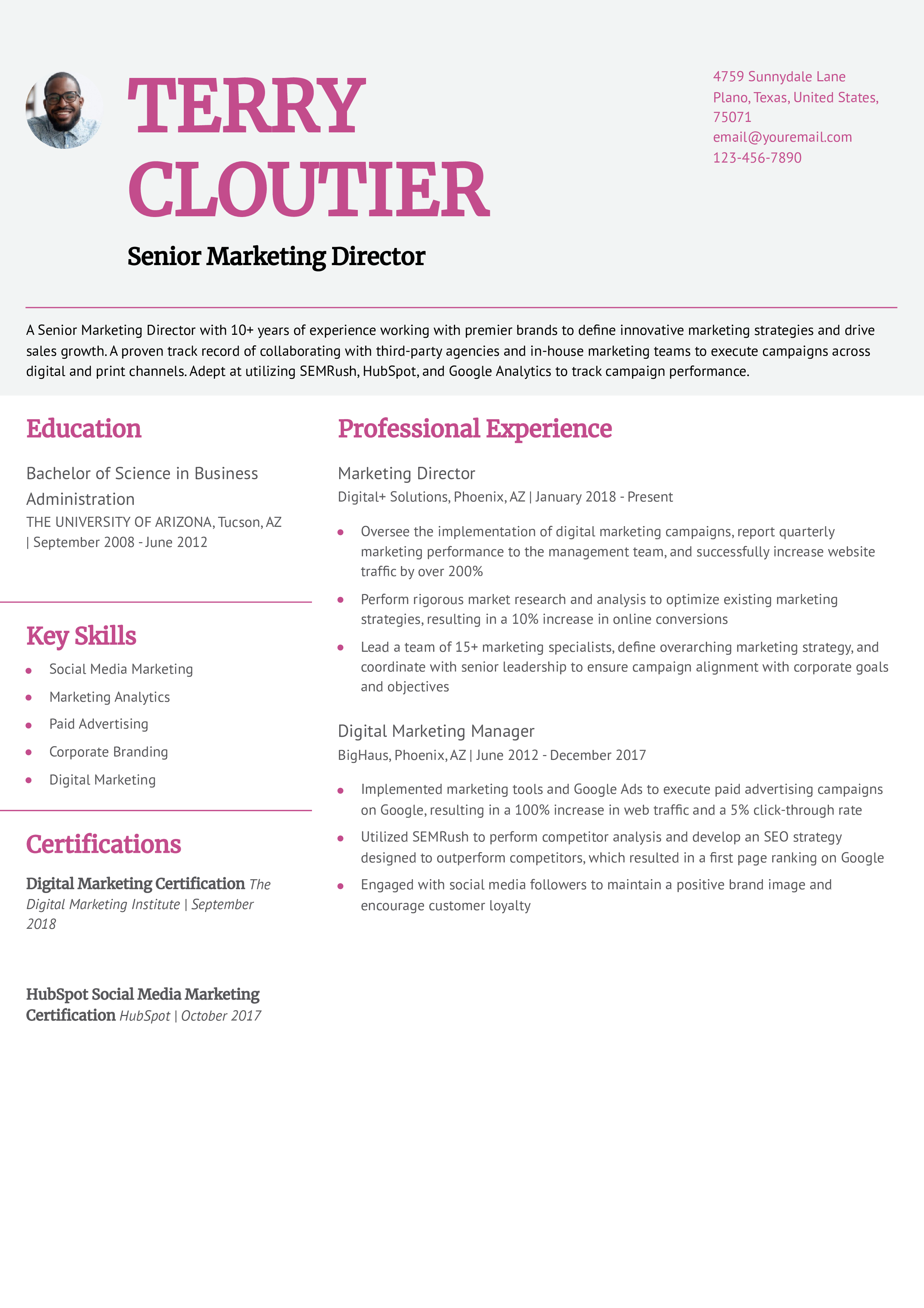 Marketing Director Resume Examples and Templates for 2024 ...