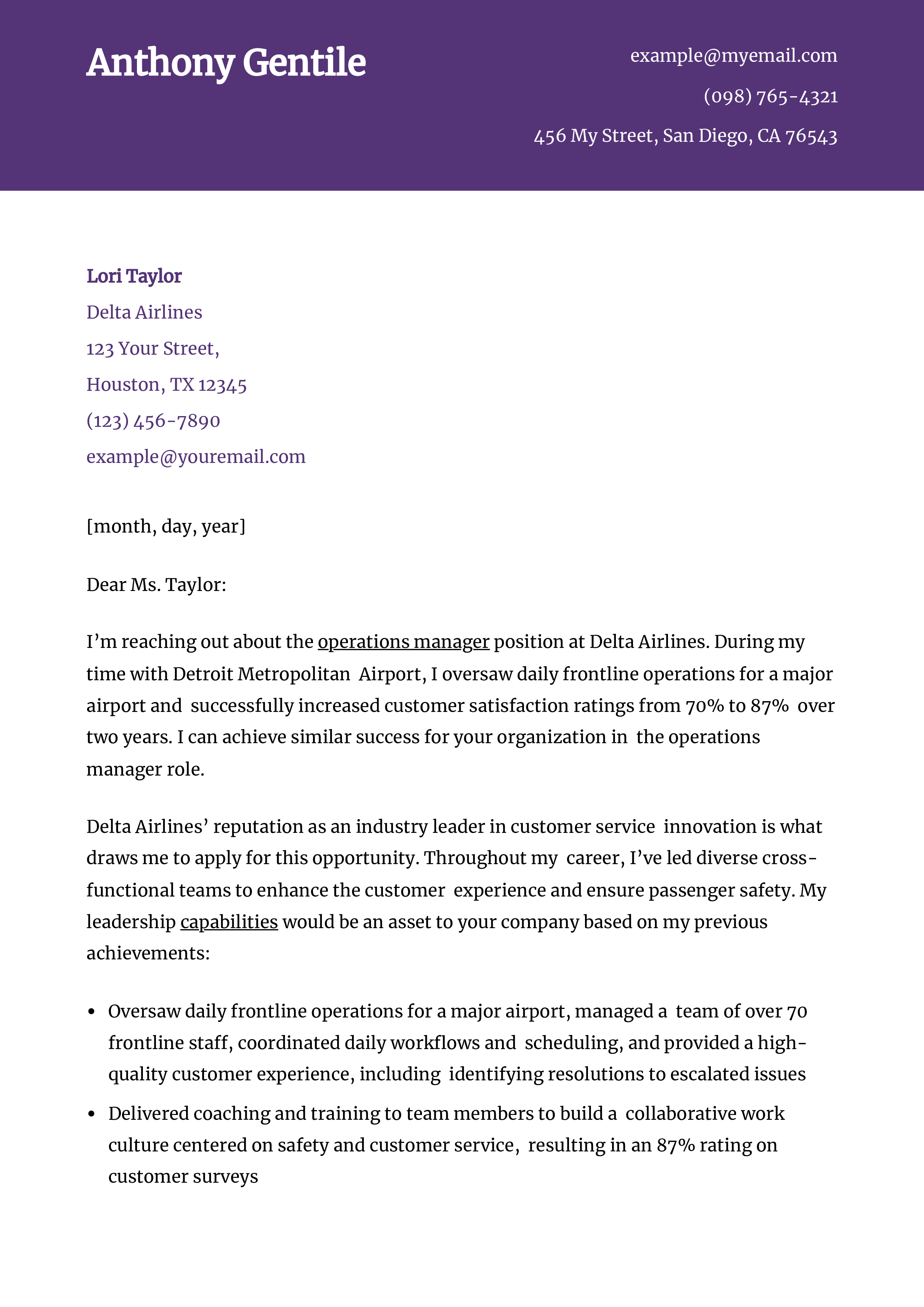 Operations Manager Cover Letter Examples and Templates for 2024 ...