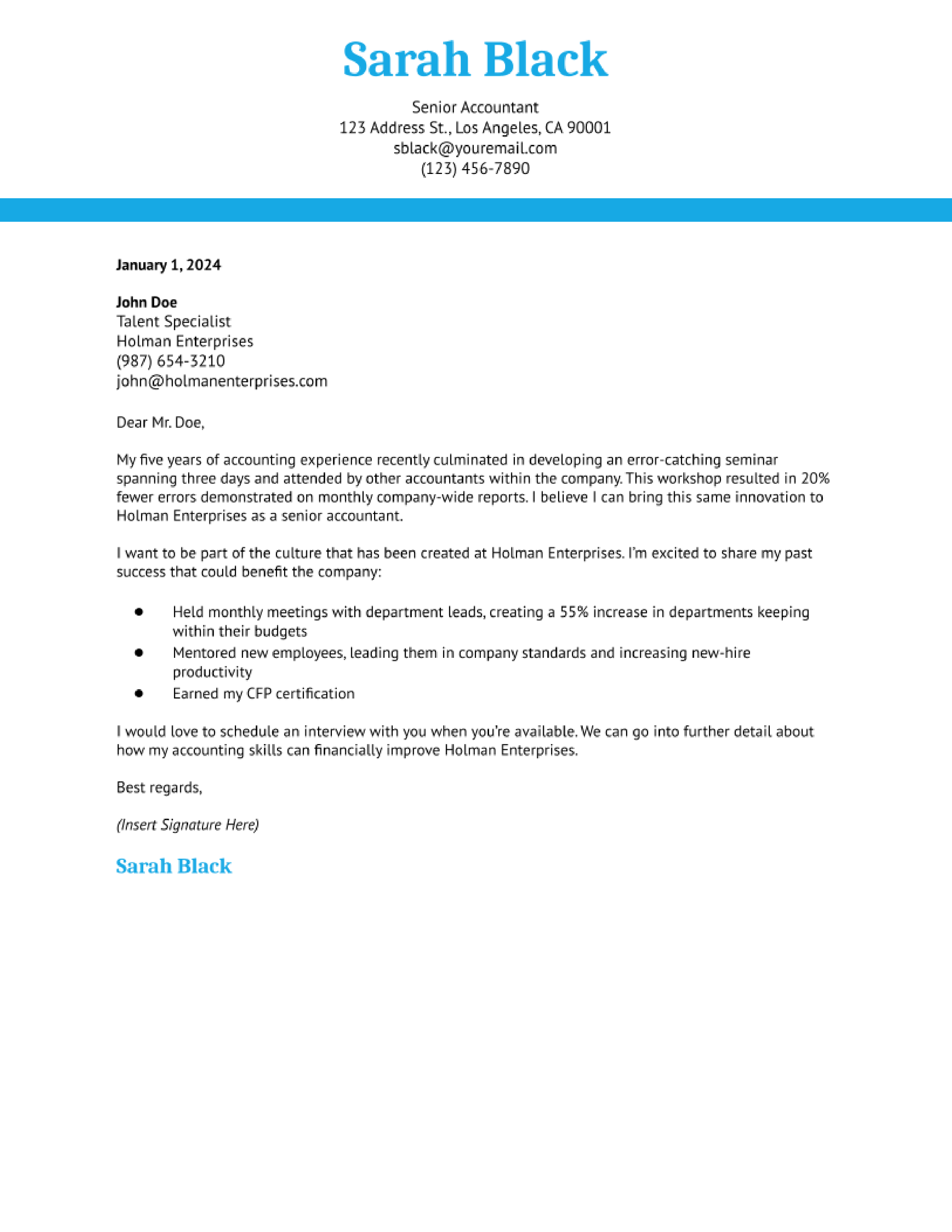 Finance Cover Letter Examples and Templates for 2024 - ResumeBuilder.com