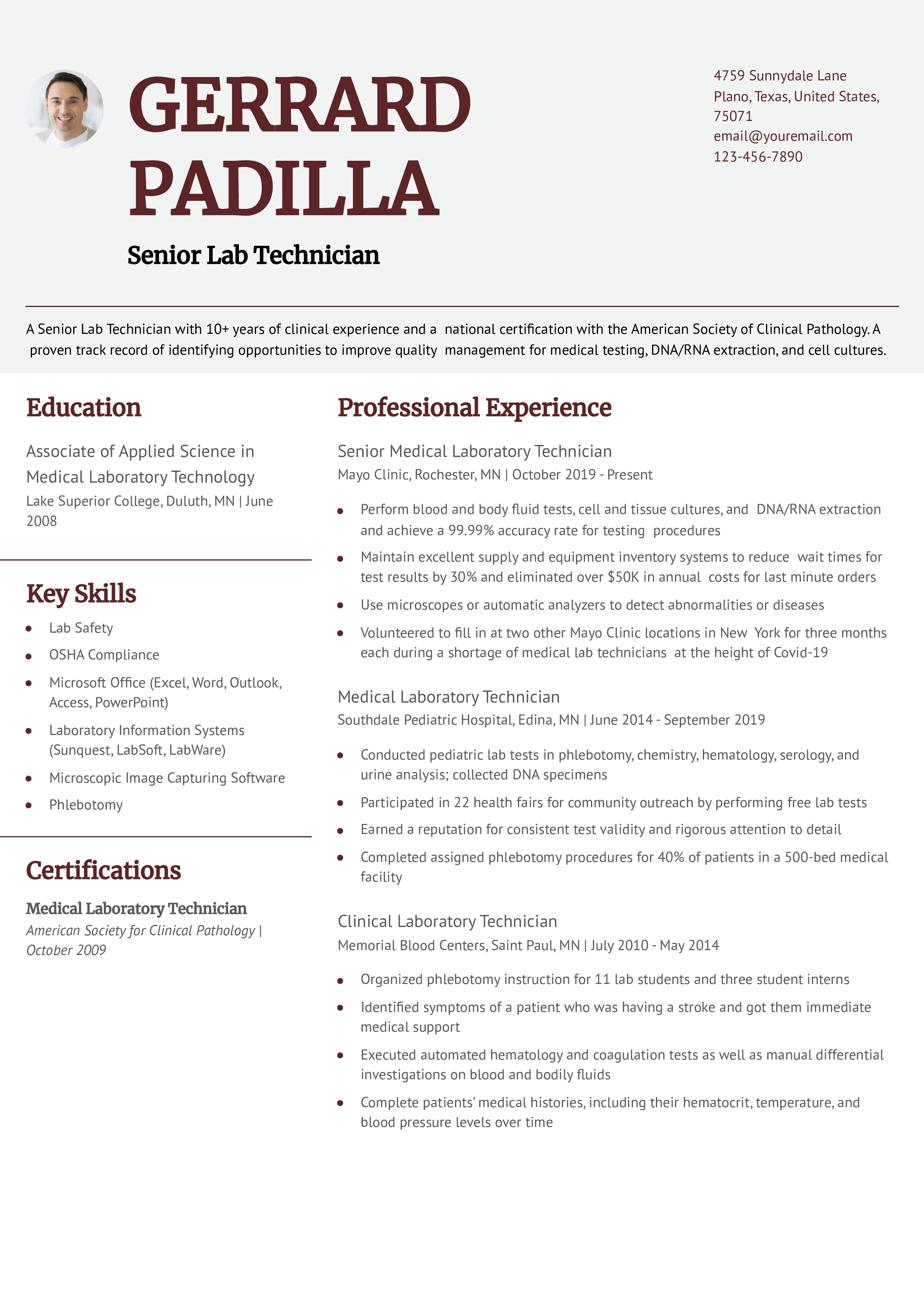 Lab Technician Resume Examples and Templates for 2024 - ResumeBuilder.com