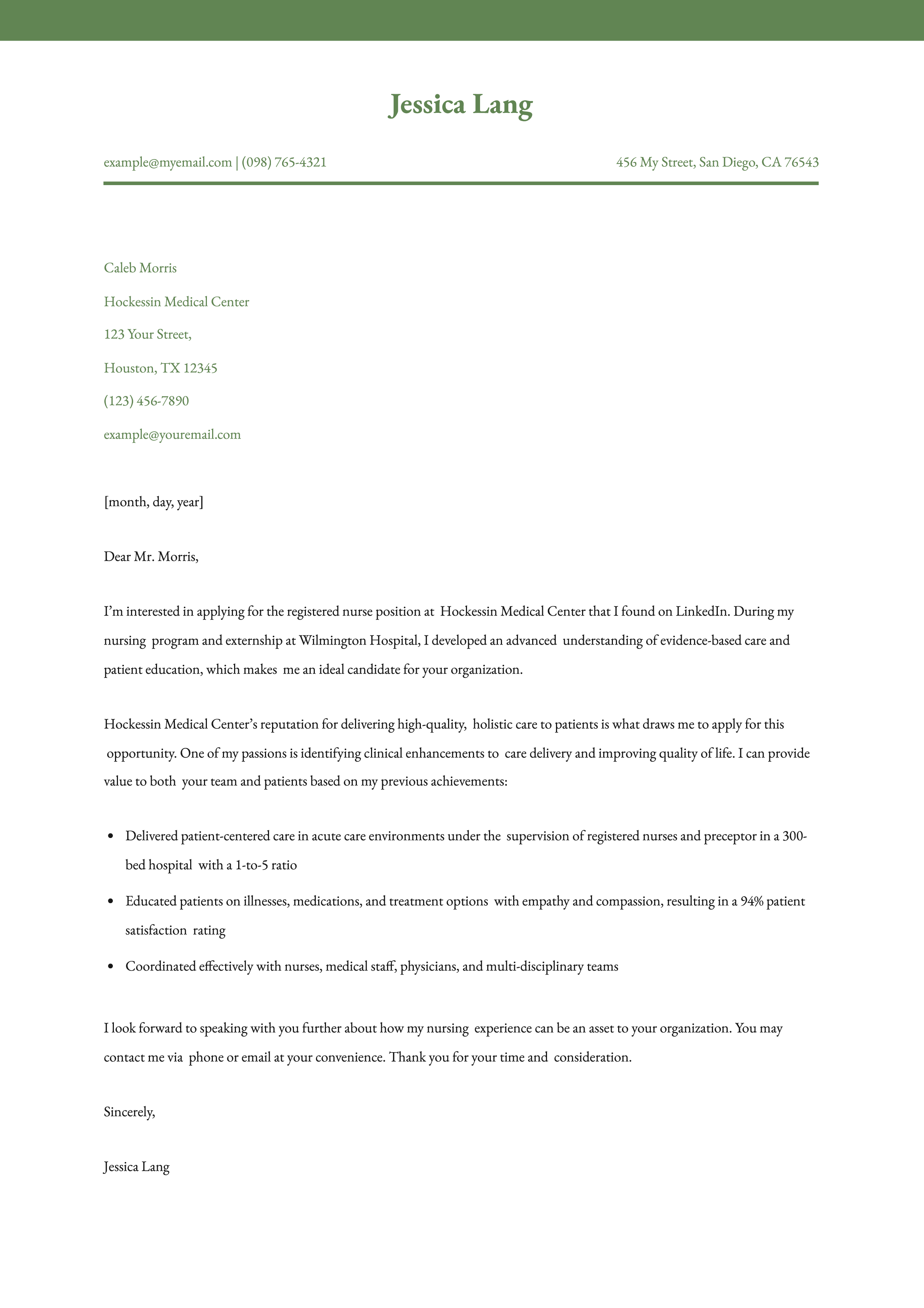 Nurse Grad Cover Letter Examples and Templates for 2024 - ResumeBuilder.com