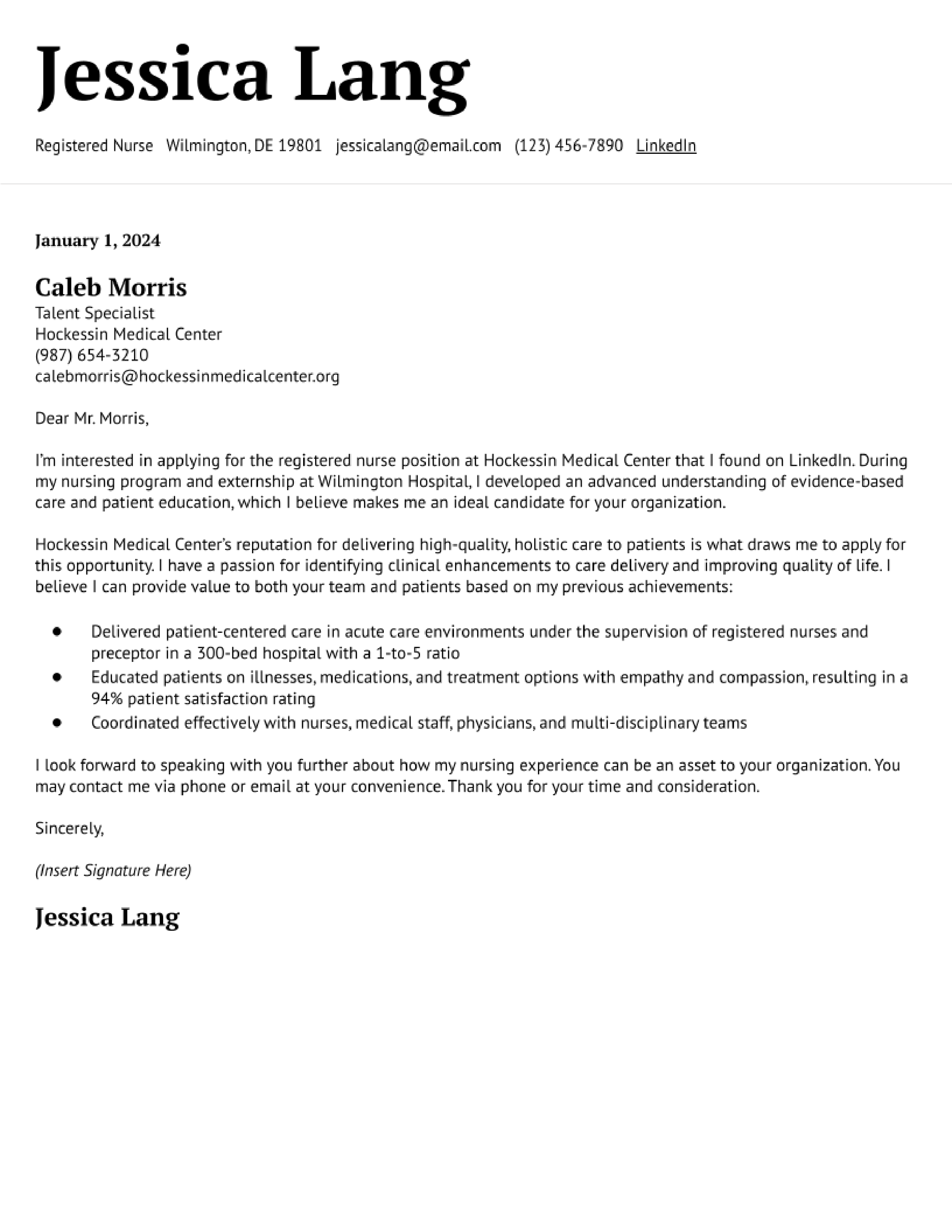 Nurse Grad Cover Letter Examples and Templates for 2024 - ResumeBuilder.com