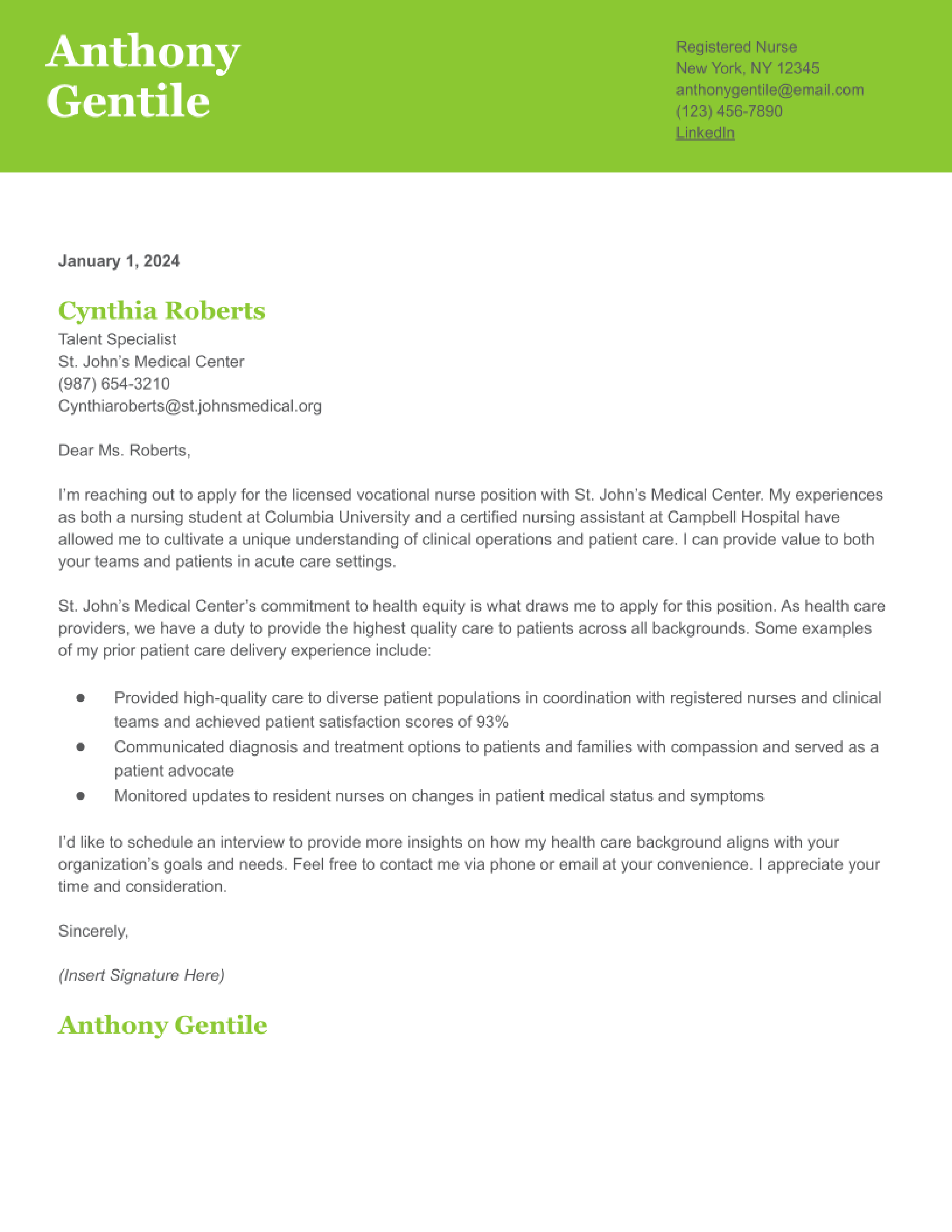 Nurse Grad Cover Letter Examples and Templates for 2024 - ResumeBuilder.com