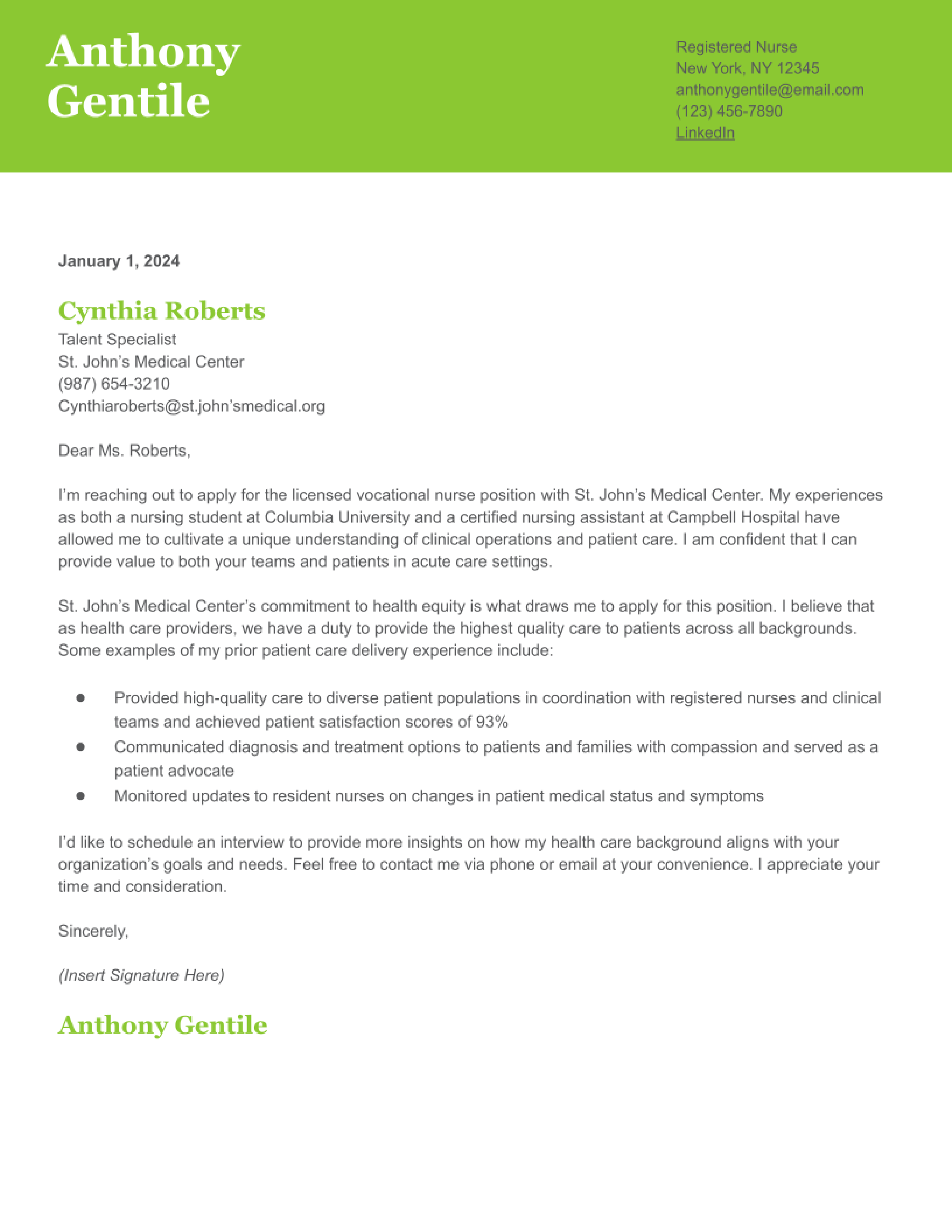 Nurse Grad Cover Letter Examples and Templates for 2024 - ResumeBuilder.com