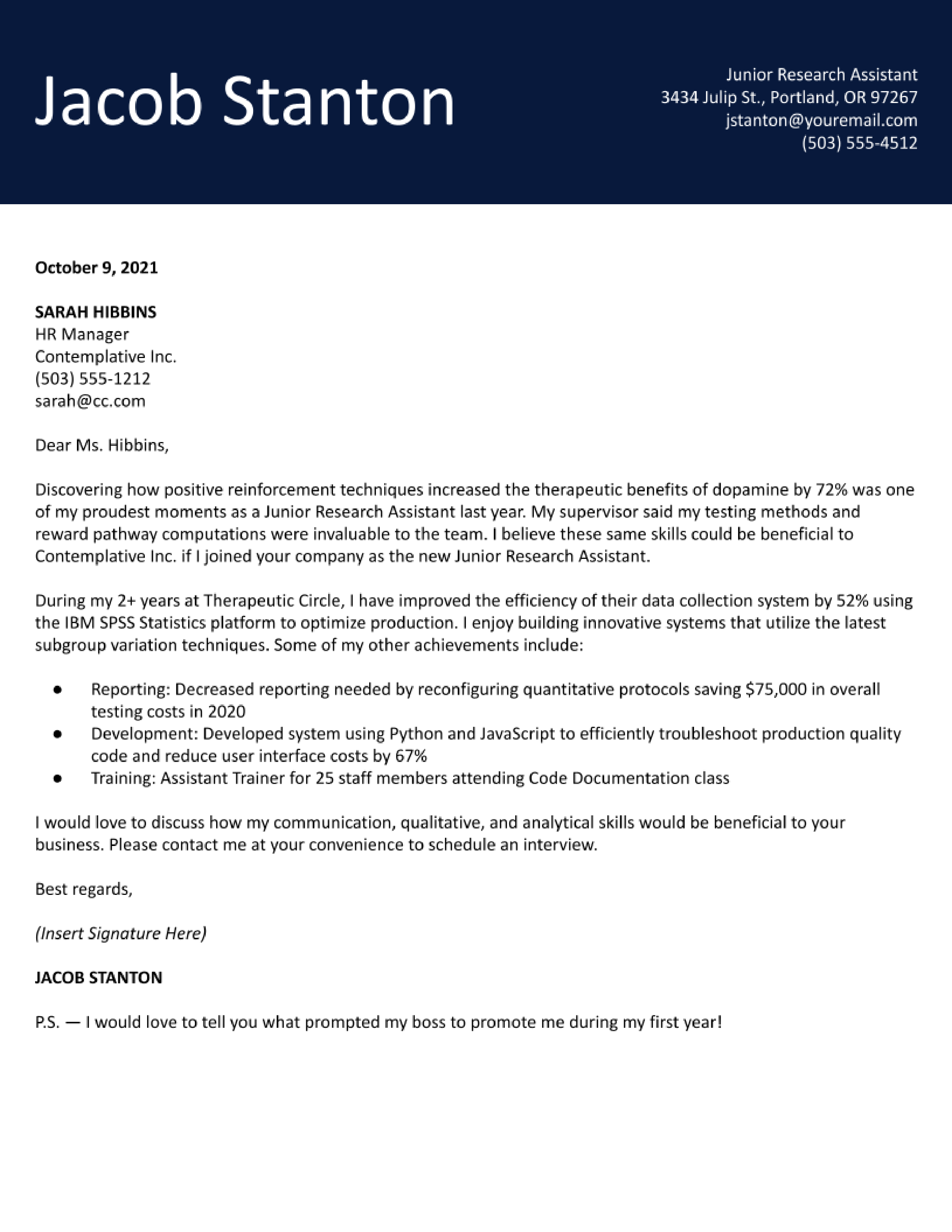 Research Assistant Cover Letter Examples and Templates for 2024 ...