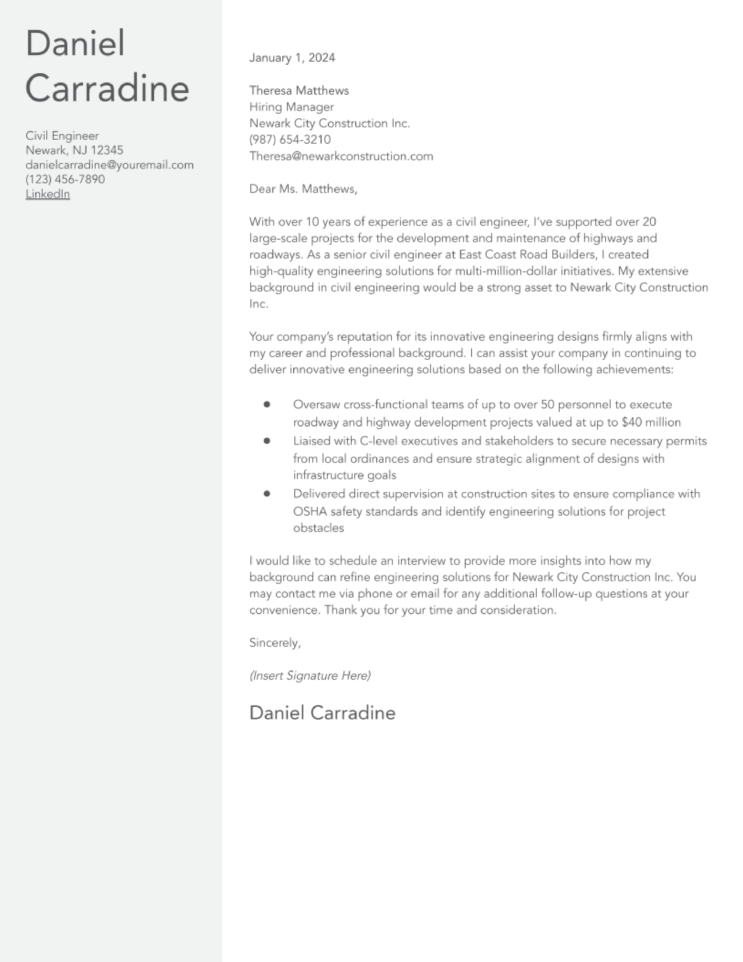 Civil Engineering Cover Letter Examples and Templates for 2024 ...