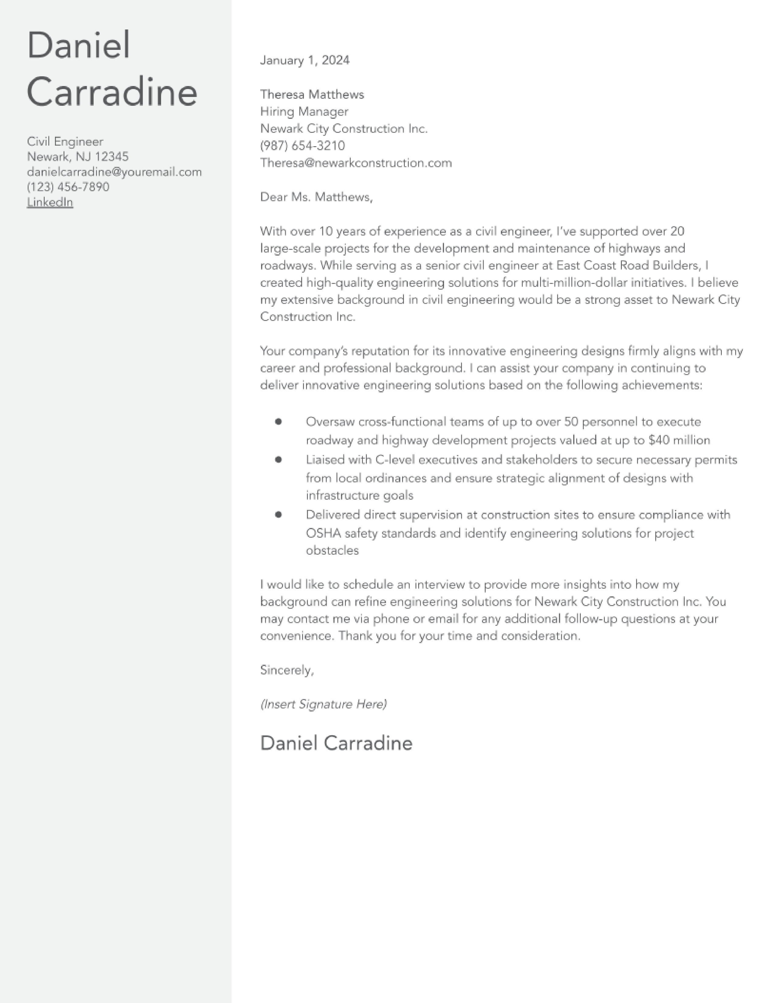 Civil Engineering Cover Letter Examples and Templates for 2024 ...
