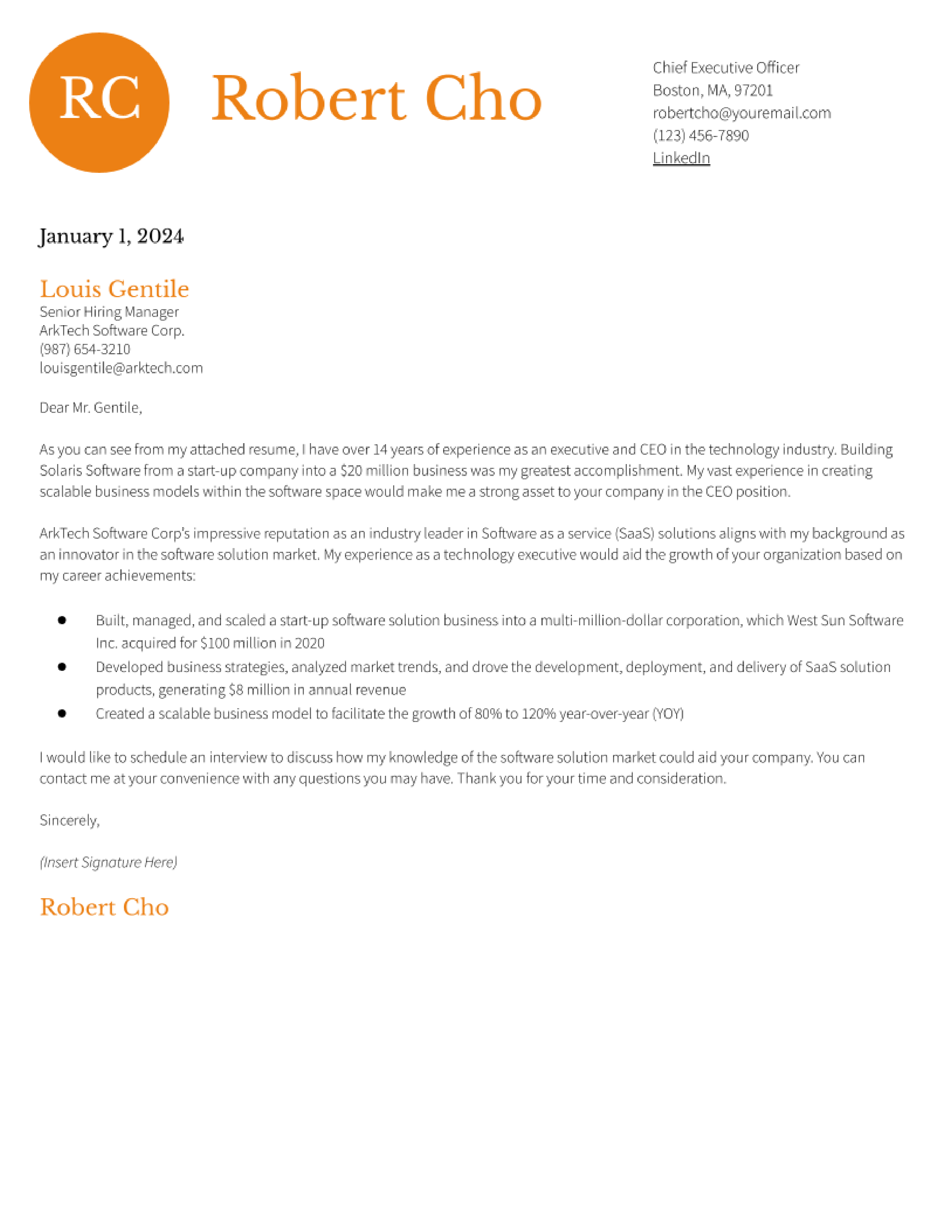 Executive Cover Letter Examples and Templates for 2024 - ResumeBuilder.com