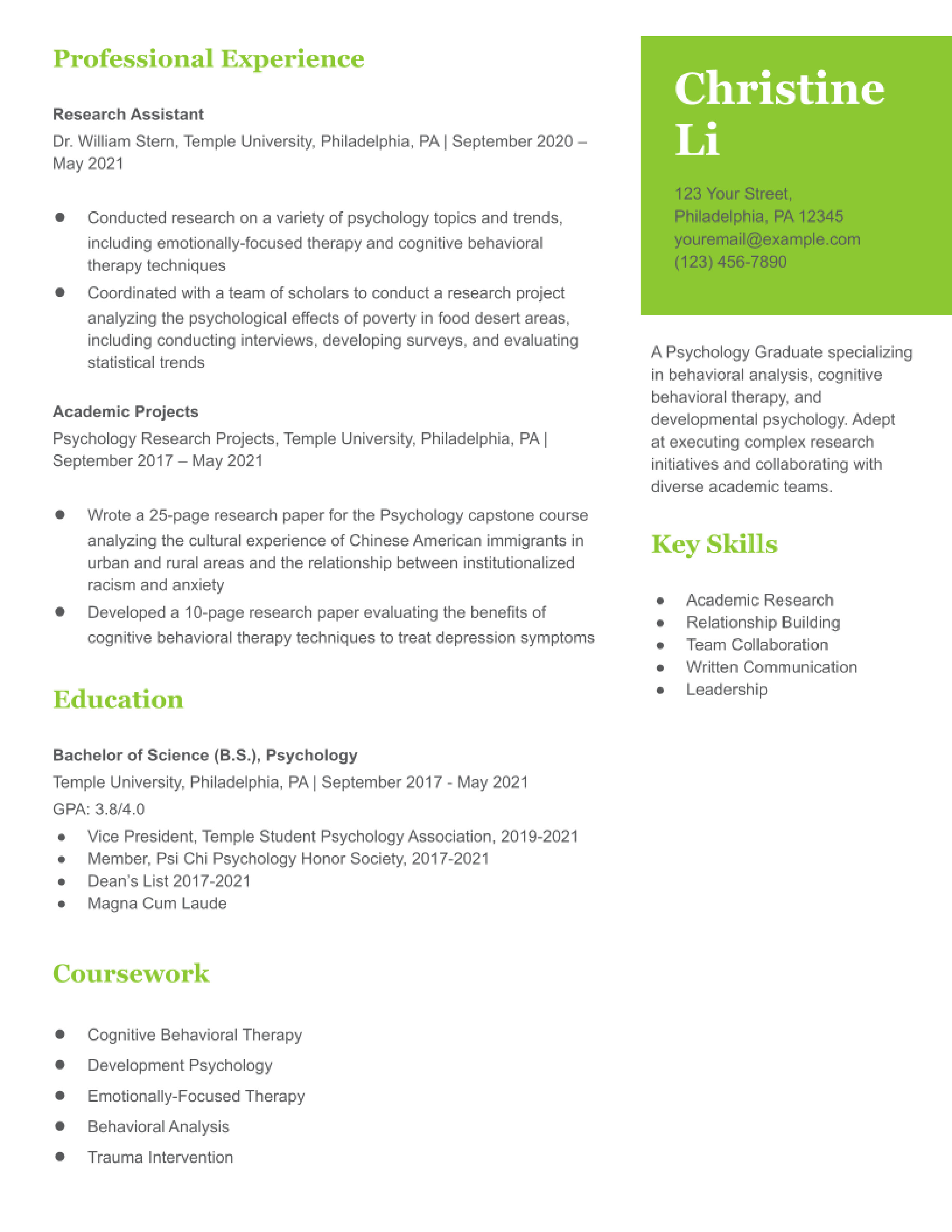 Graduate School Resume Examples and Templates for 2024 - ResumeBuilder.com