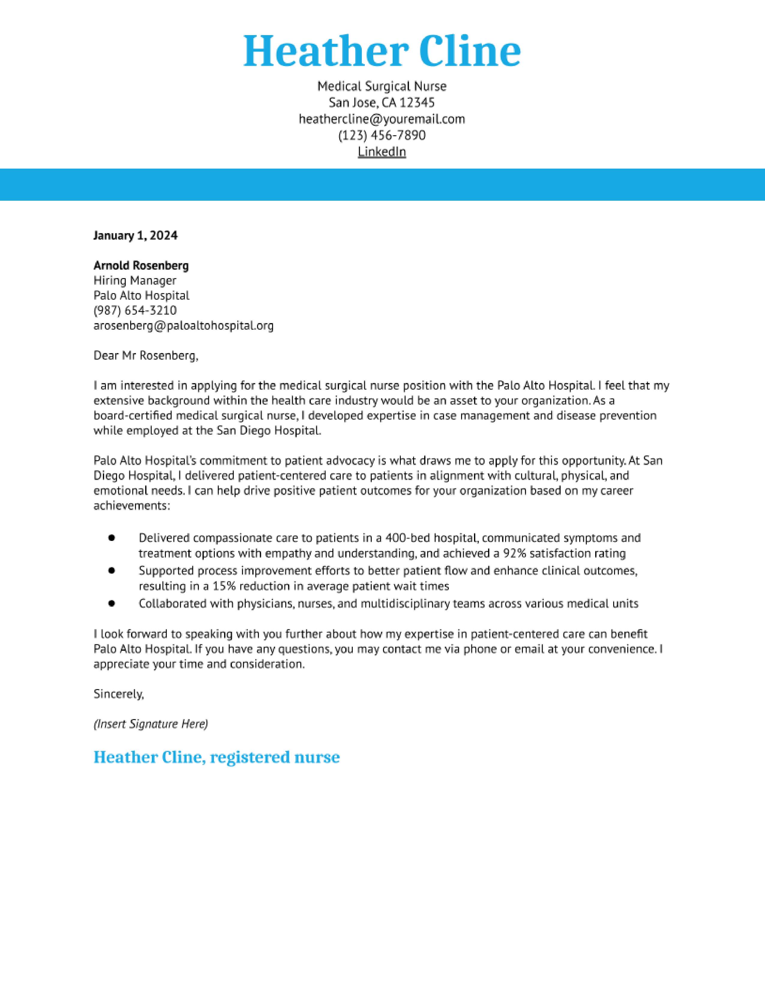 Health Care Cover Letter Examples and Templates for 2024 ...