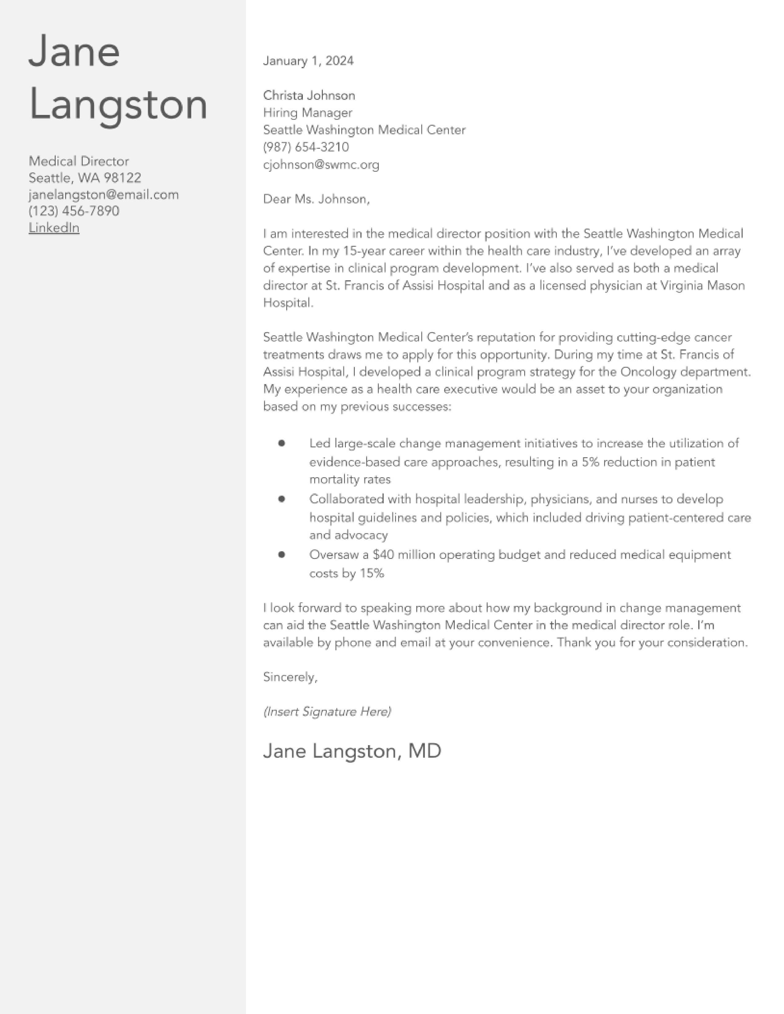 Health Care Cover Letter Examples and Templates for 2024 ...