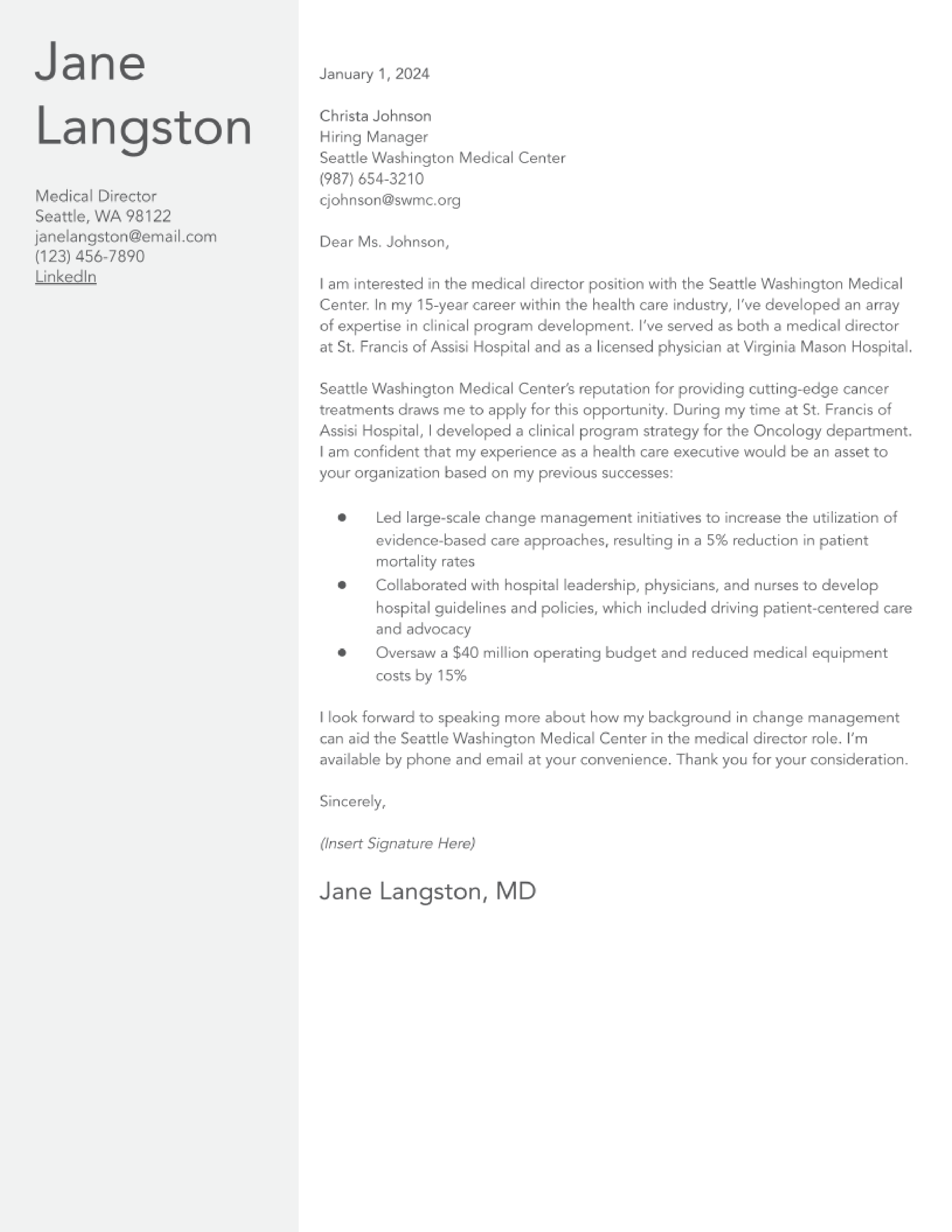 Health Care Cover Letter Examples and Templates for 2024 ...