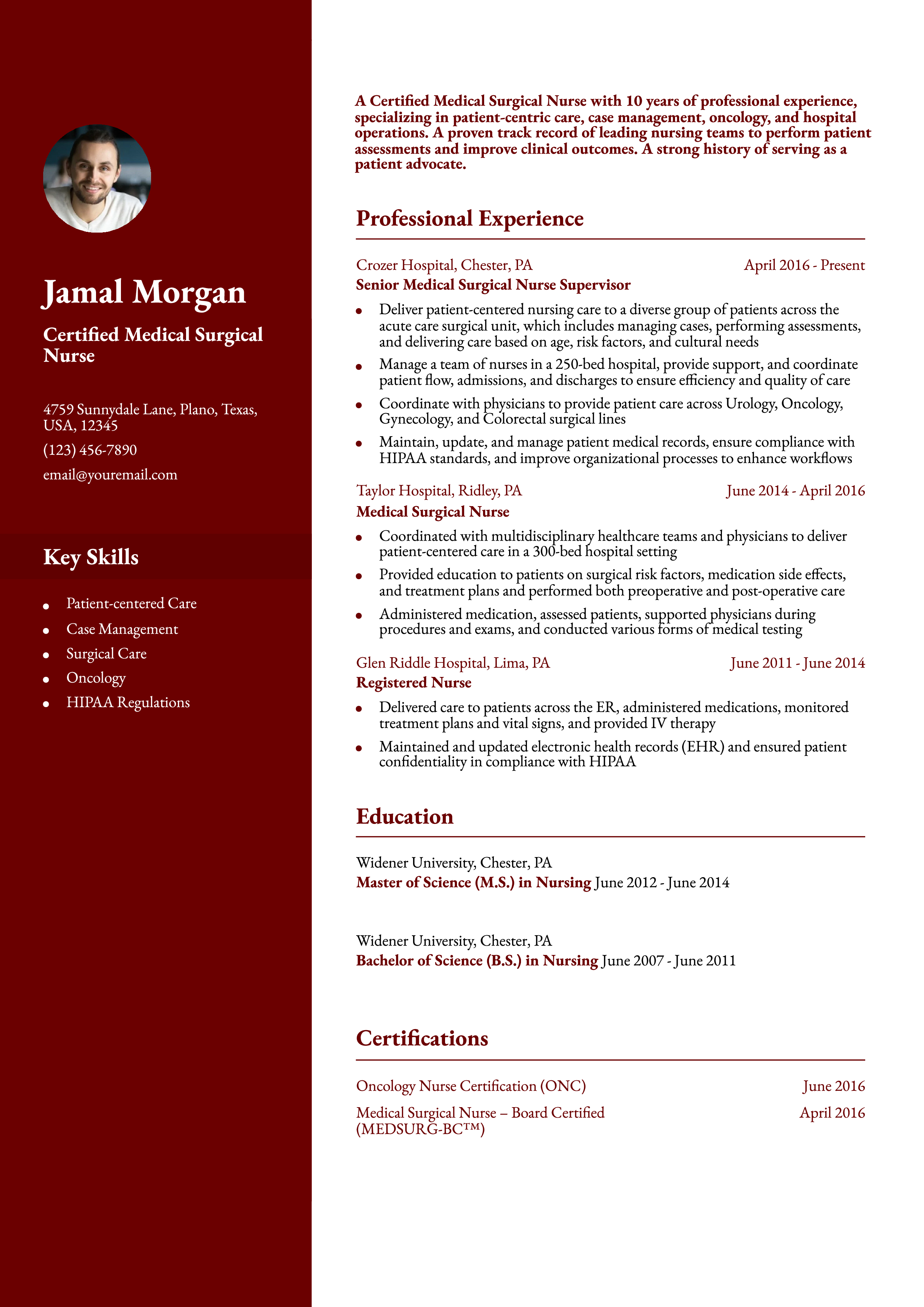 Medical Surgical Nurse Resume Examples and Templates for 2024 ...