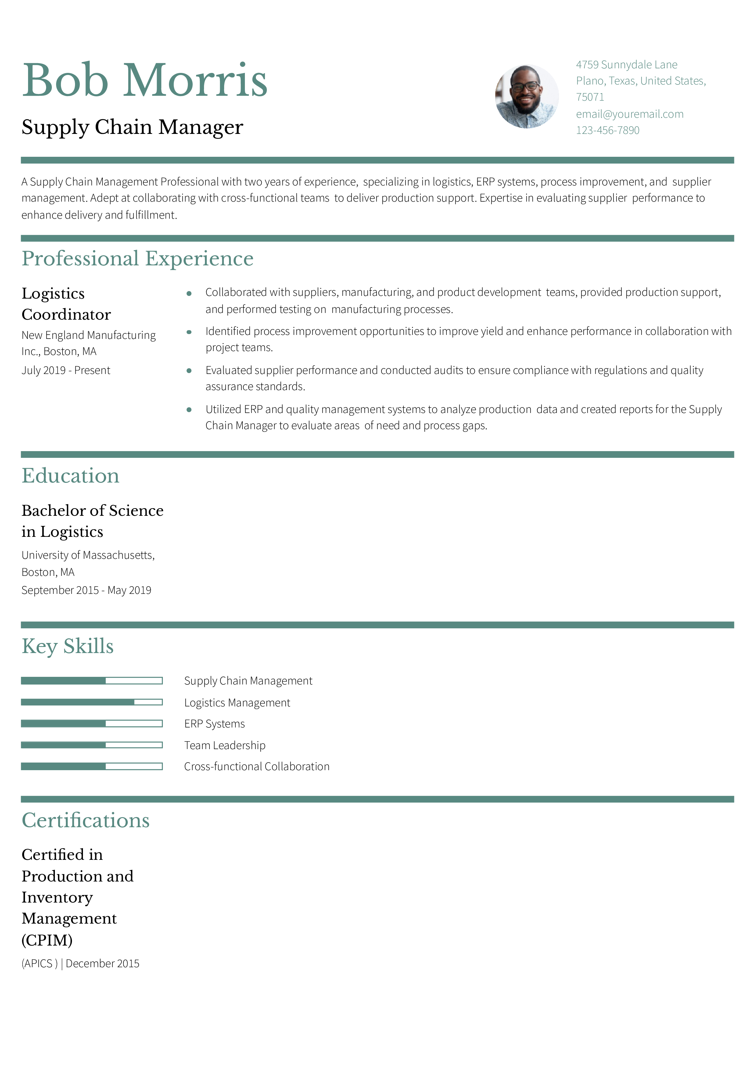 Supply Chain Manager Resume Examples and Templates for 2024 ...