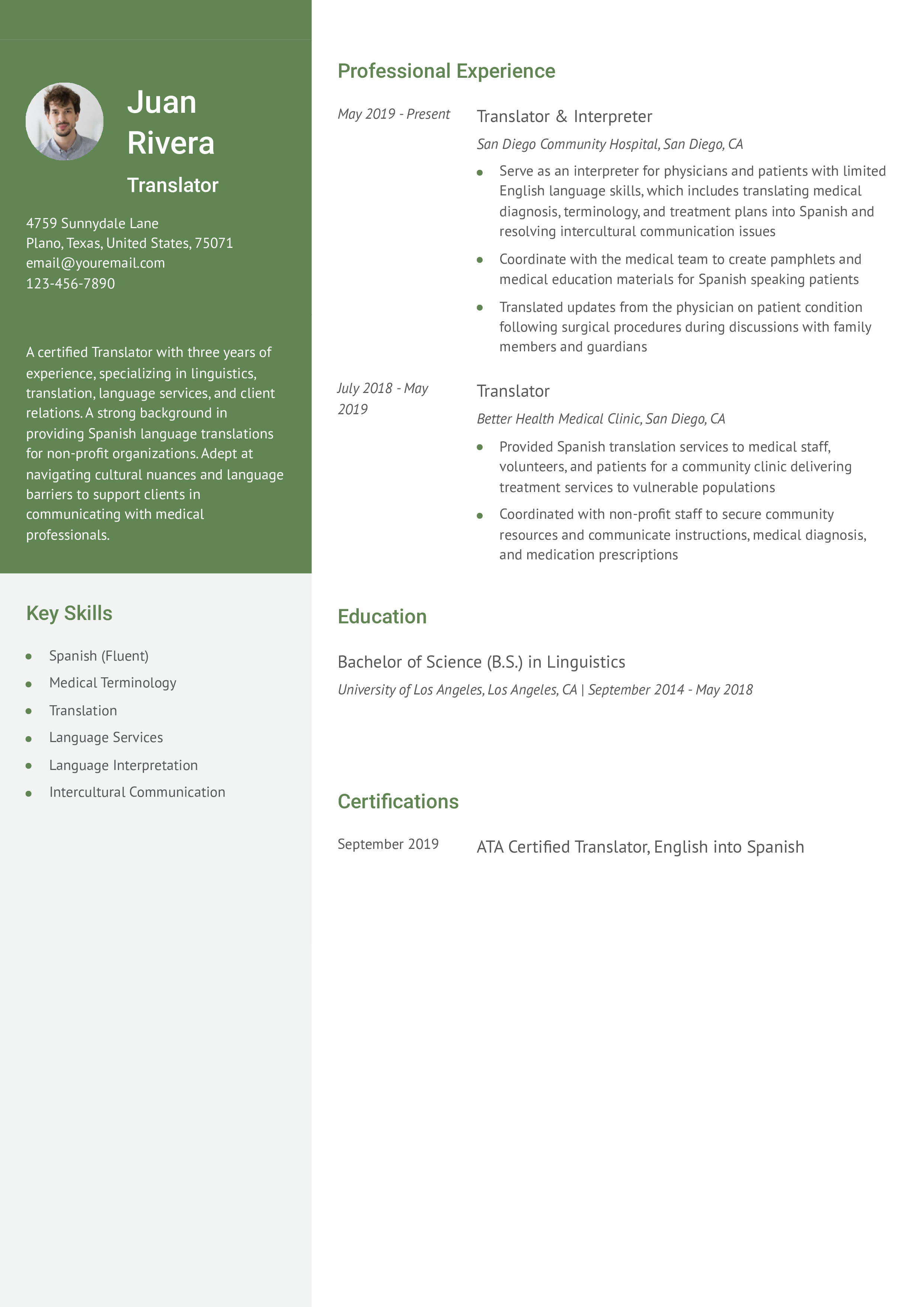 Translator Resume Examples and Templates for 2024 - ResumeBuilder.com