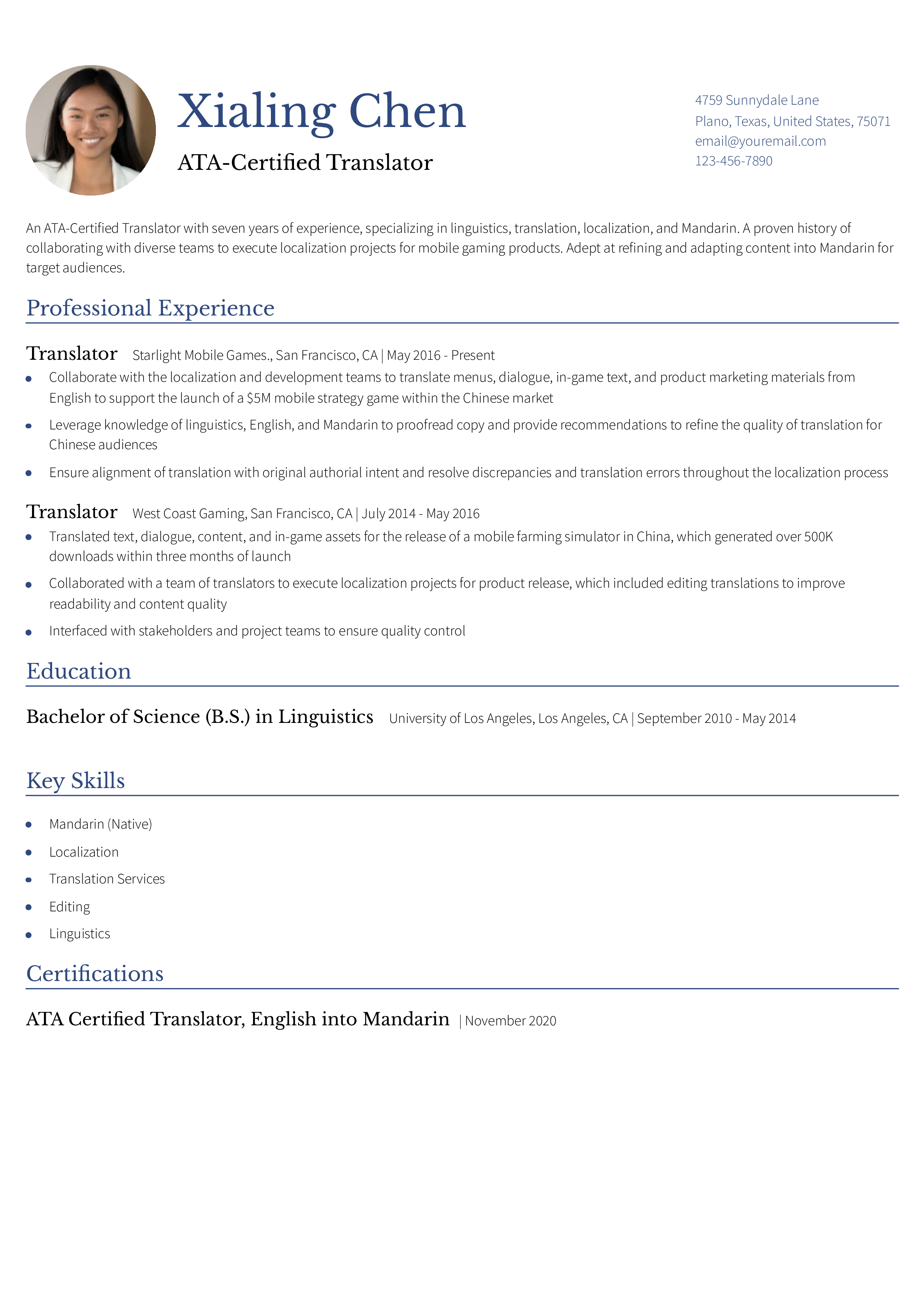 Translator Resume Examples and Templates for 2024 - ResumeBuilder.com