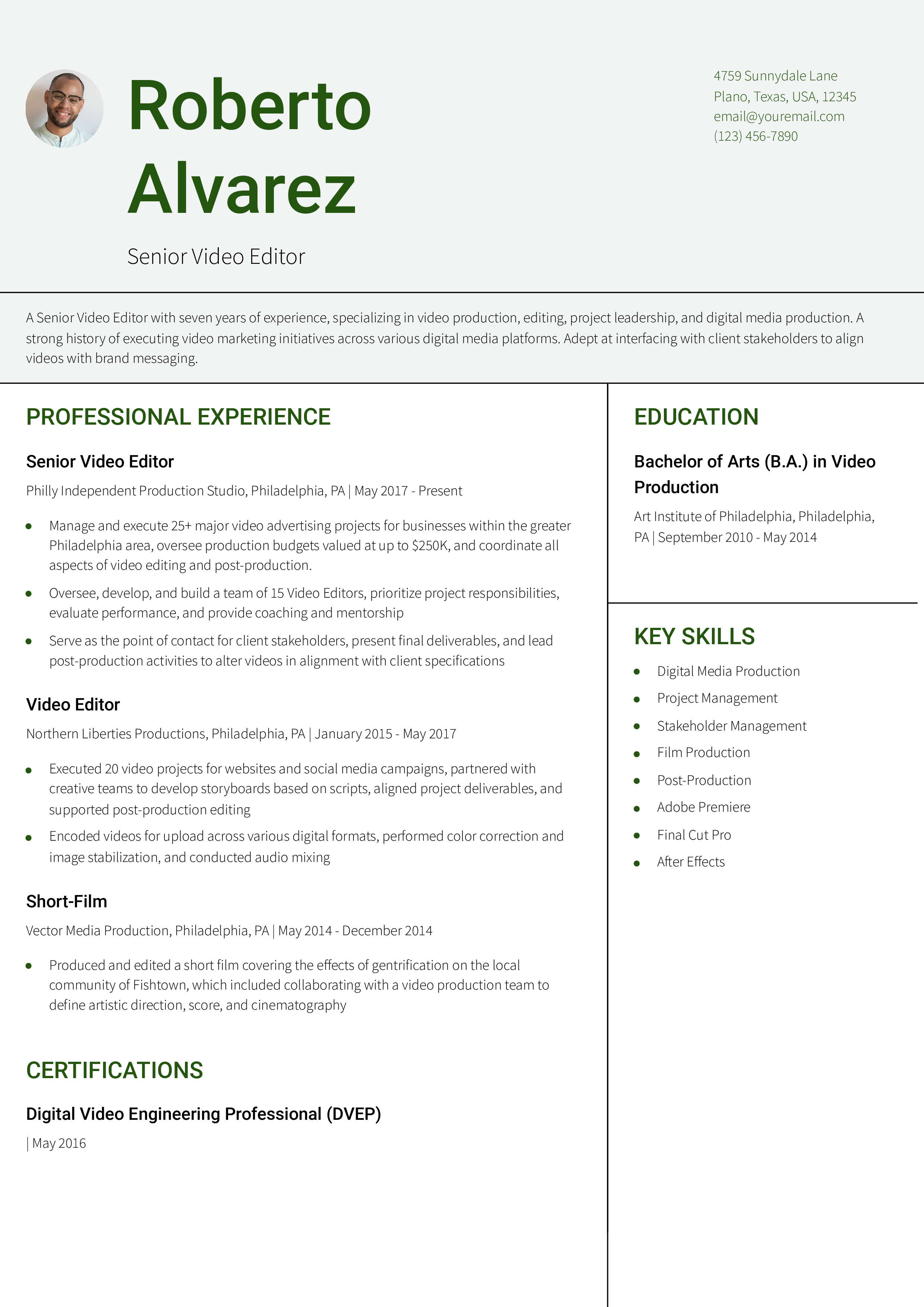 Video Editor Resume Examples and Templates for 2024 - ResumeBuilder.com