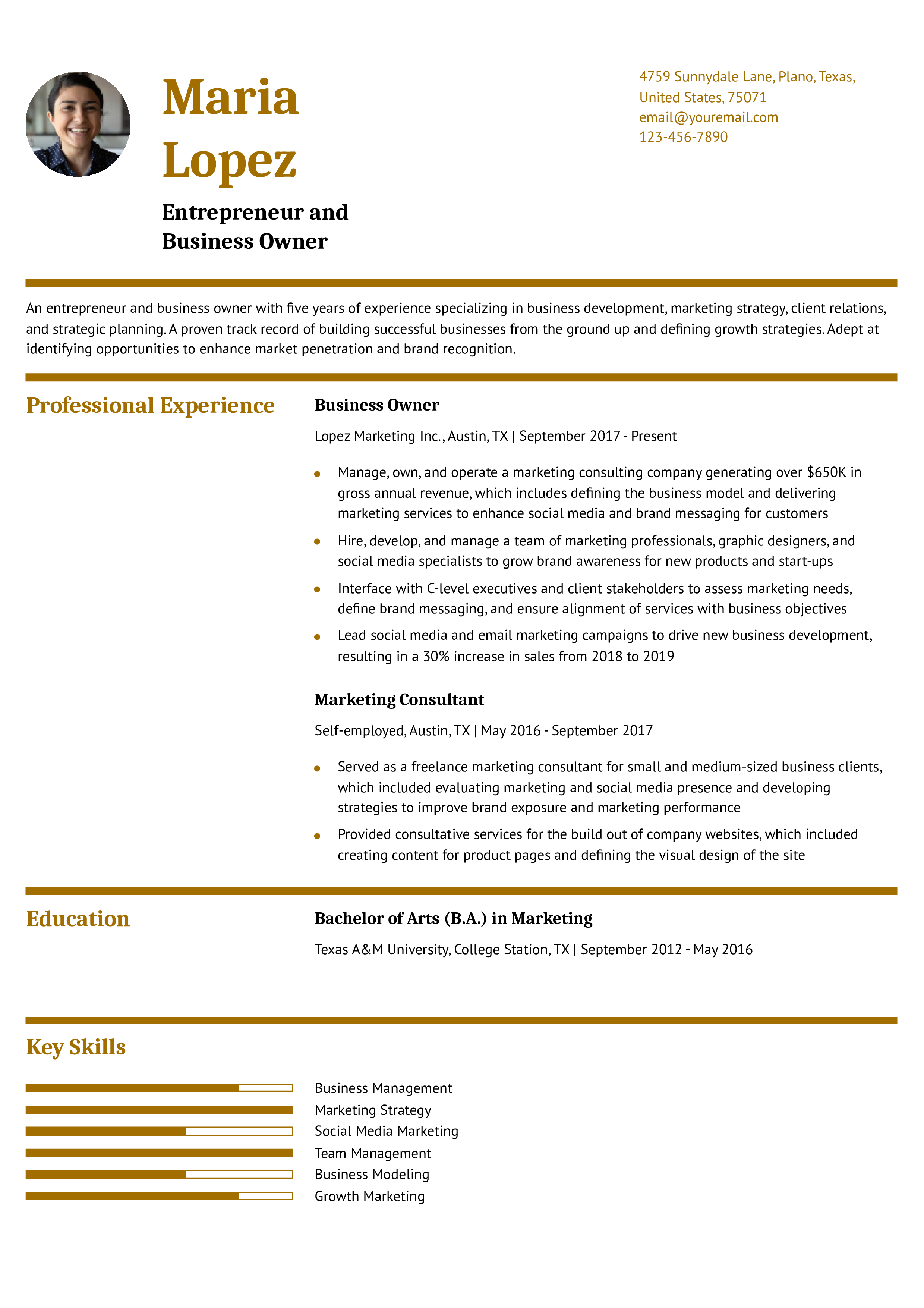 Business Owner Resume Examples and Templates for 2024 - ResumeBuilder.com